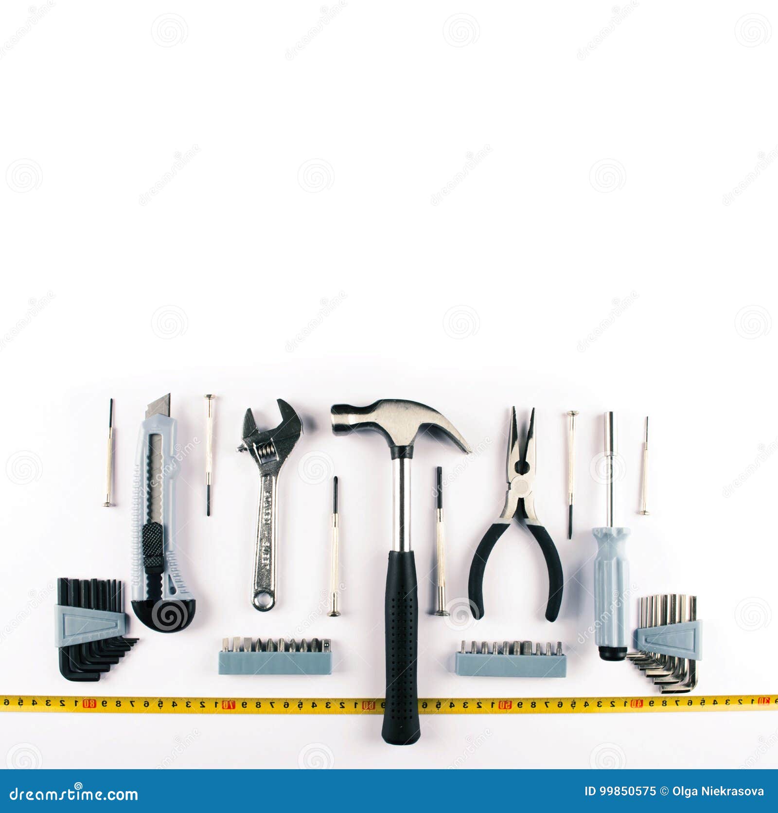 Set of Various Tools on White Background. Stock Image - Image of repair ...