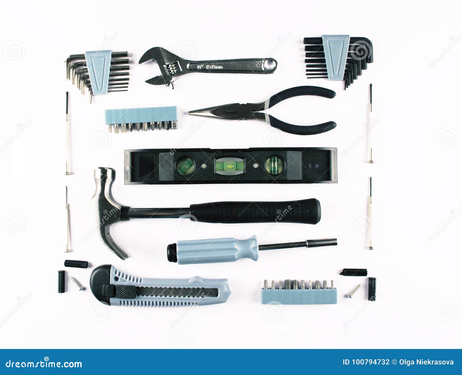 Set of Various Tools on White Background. Stock Photo - Image of knife ...