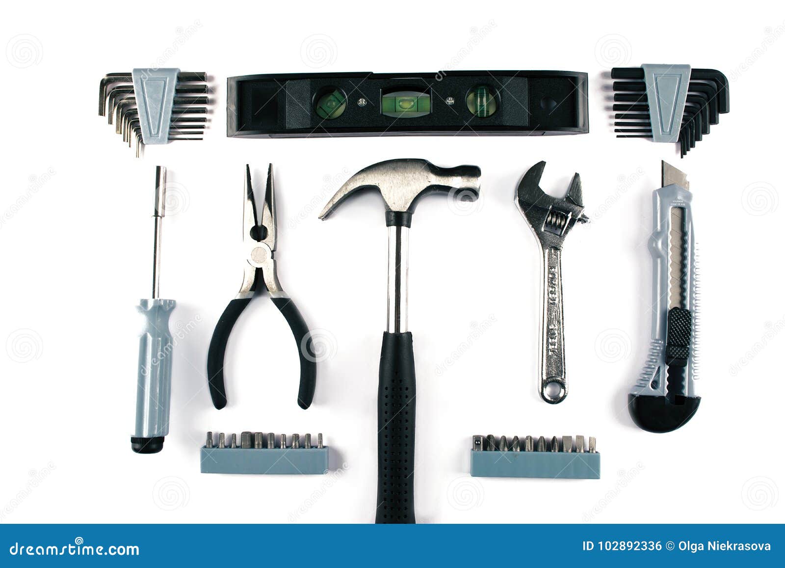 Set of Various Tools on White Background. Stock Photo - Image of ...