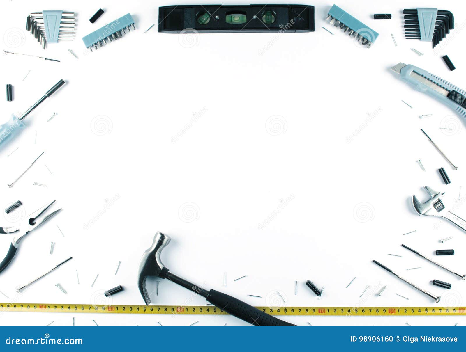 Set of Various Tools on White Background. Stock Photo - Image of ...