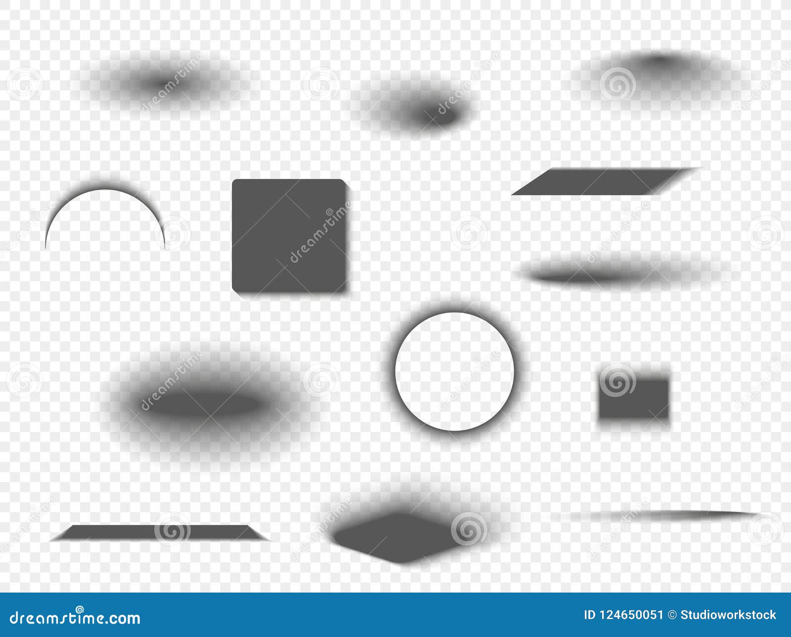 Set of Various Transparent Shadows Stock Illustration - Illustration of ...