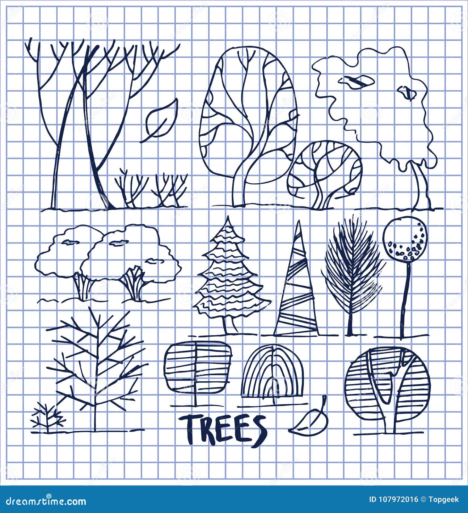 Set of Various Trees Patterns Vector Illustration Stock Vector ...