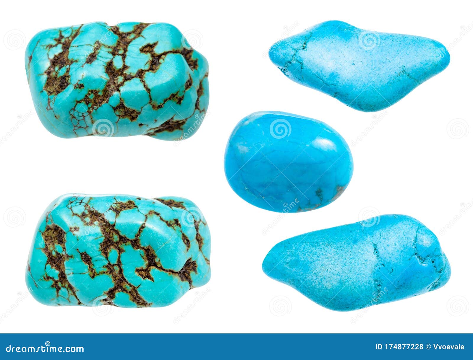 Set of Various Turquenite Gemstones Isolated Stock Photo - Image of ...