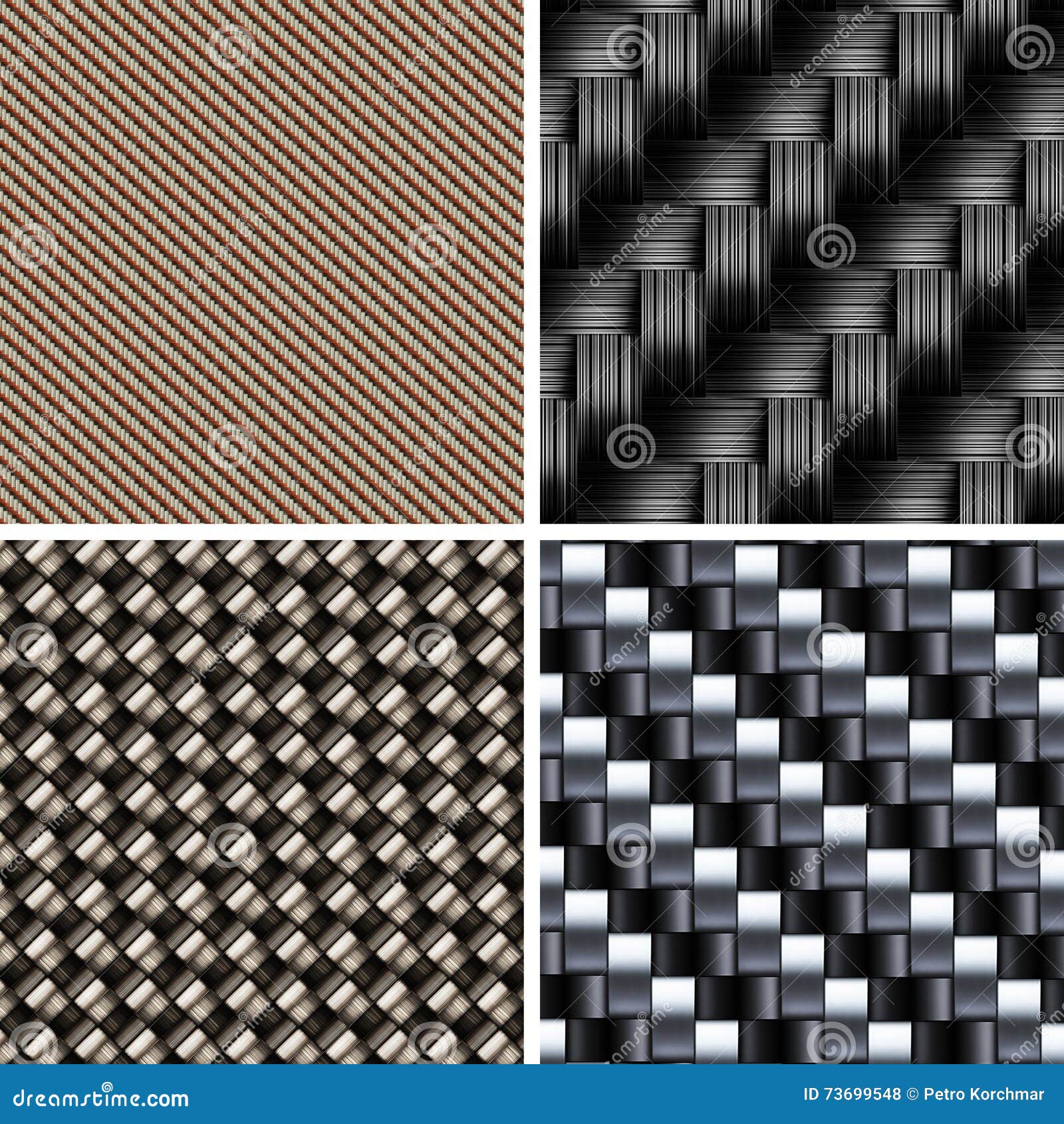 Set of Various Types of Carbon Fiber Textures Stock Illustration ...
