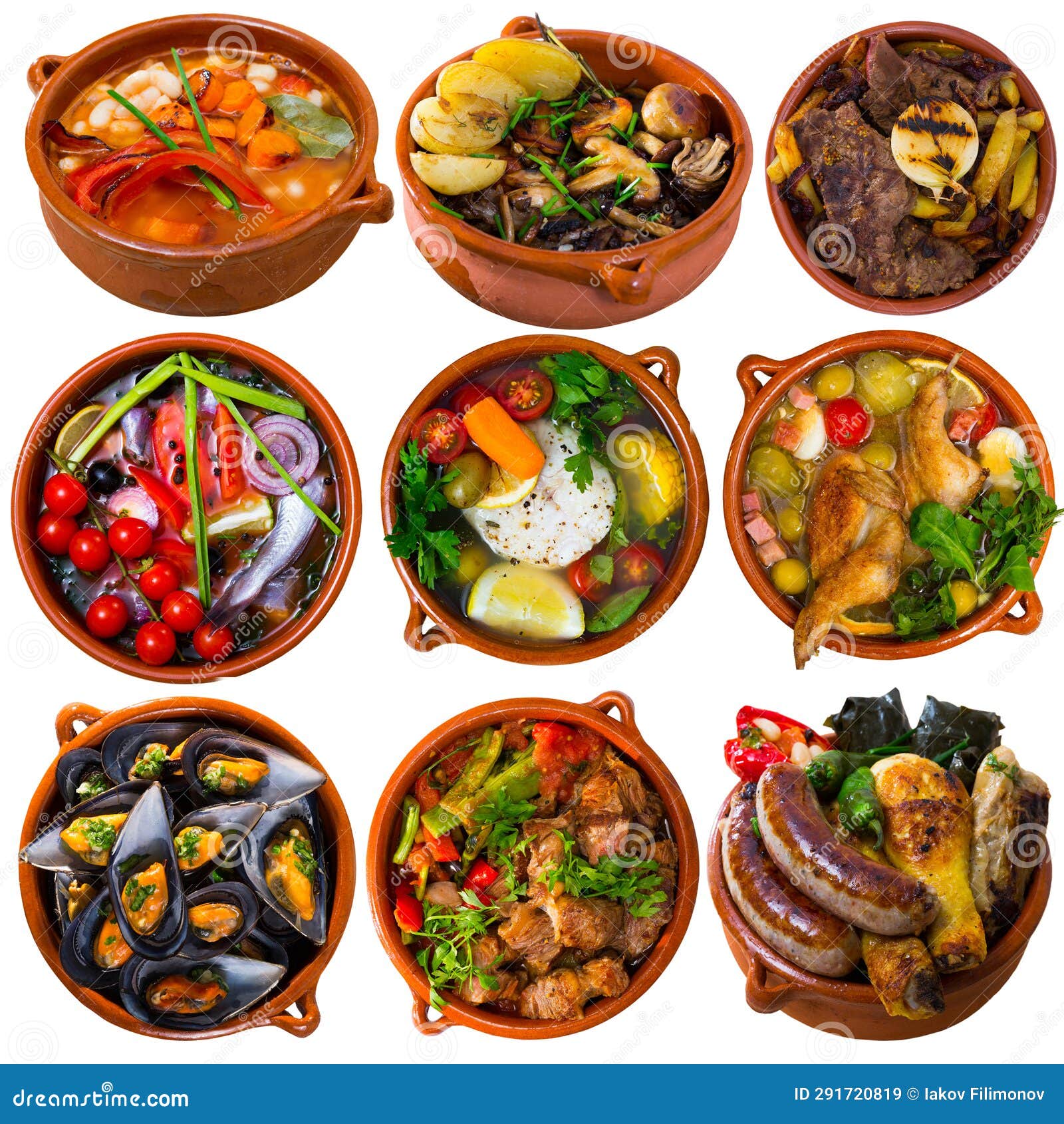Collage of Different Meals Isolated Stock Image - Image of seafood ...