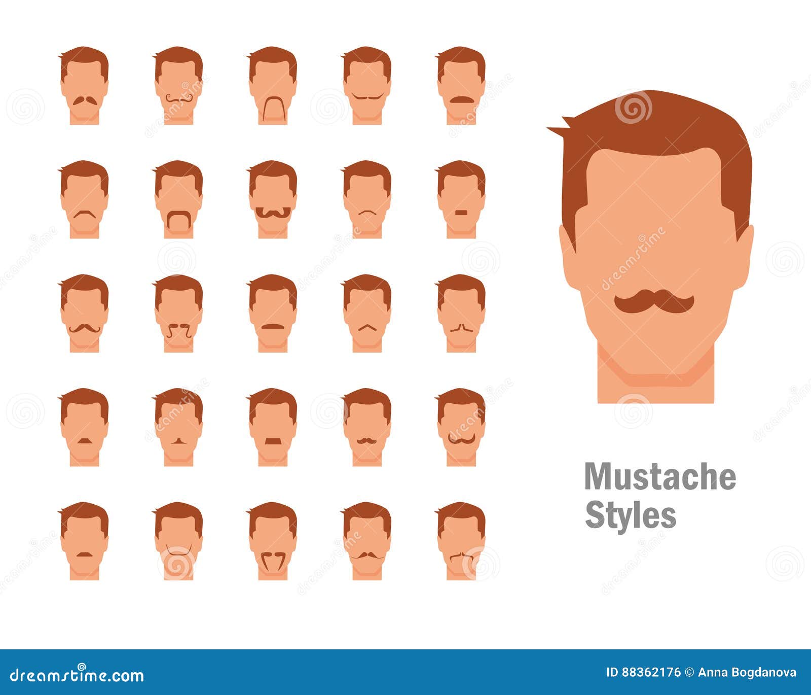Set with Various Types of Mustaches Stock Vector - Illustration of ...