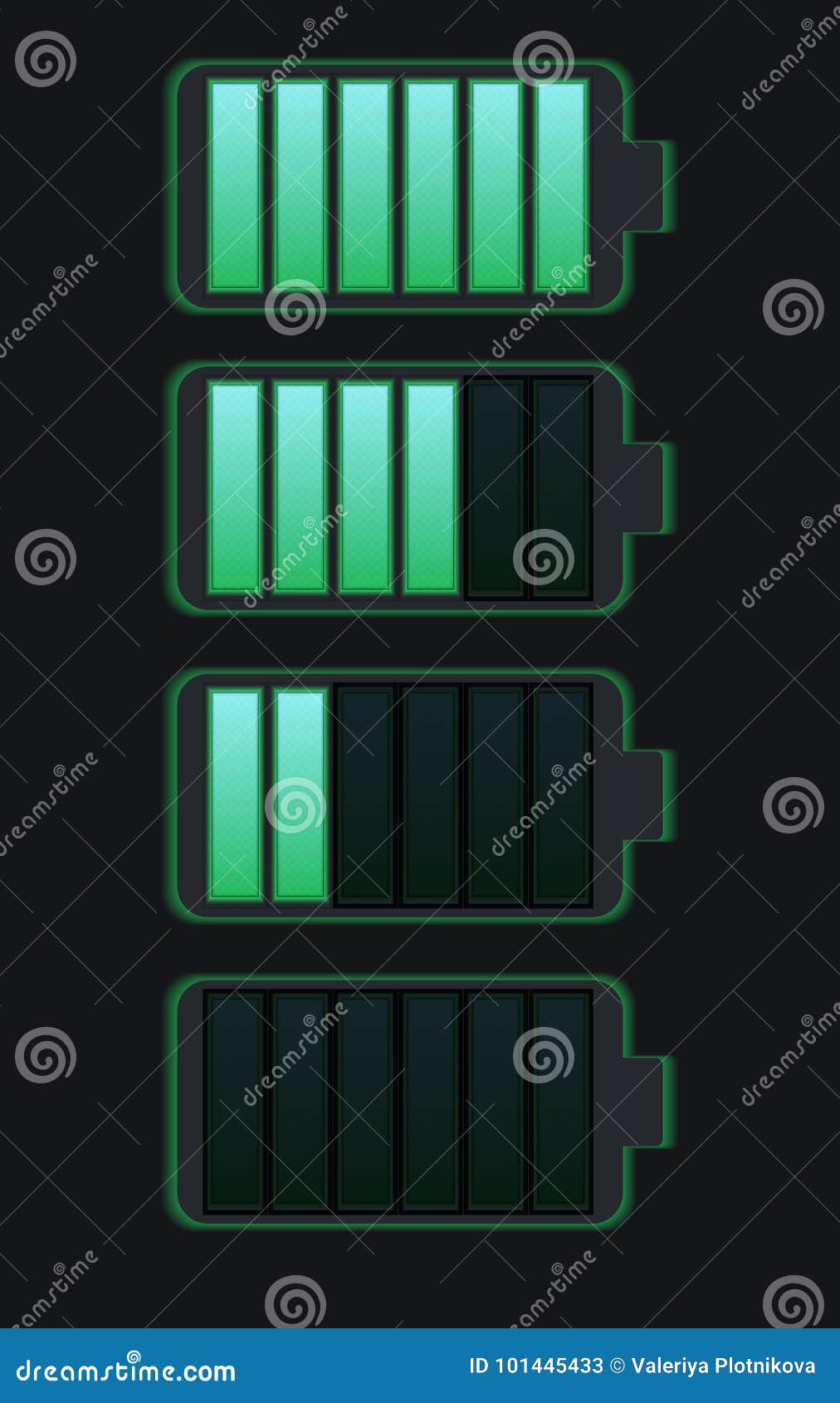 Set of Various Types of Transparent Batteries Charge Stock Vector ...