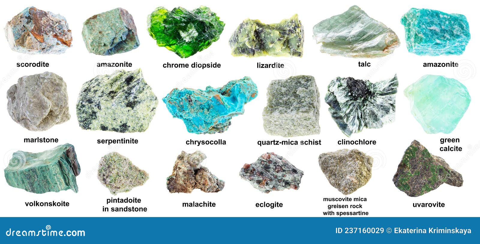 Set of Various Unpolished Green Minerals with Name Stock Image - Image ... Set of Various Unpolished Green Minerals with Name Stock Image - Image ...