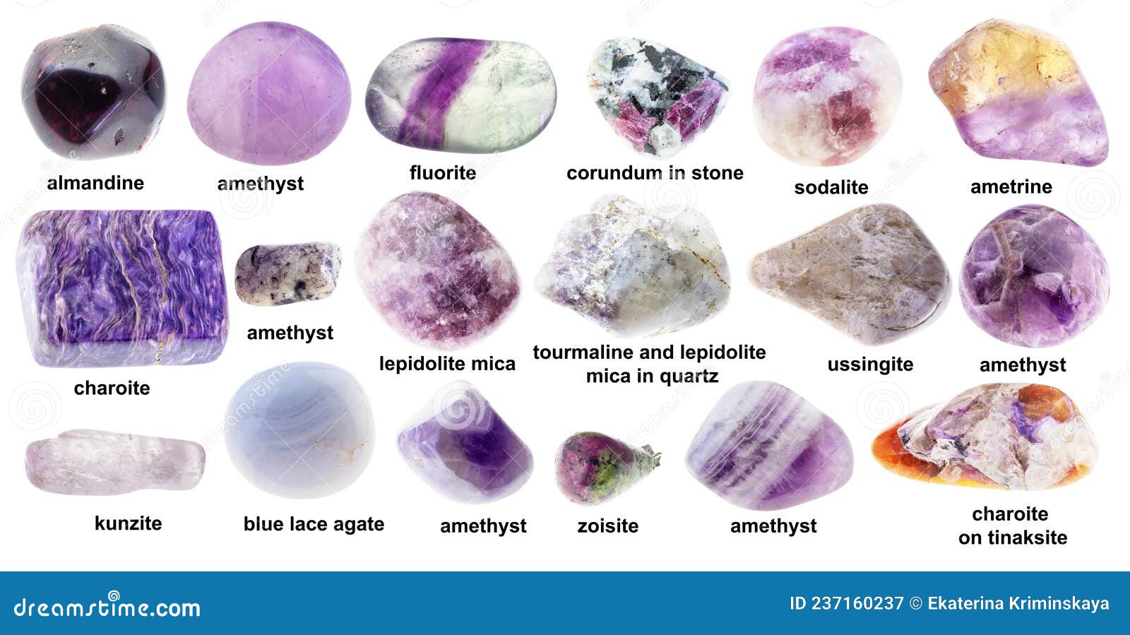 Set of Various Unpolished Purple Stones with Names Stock Image - Image ... Set of Various Unpolished Purple Stones with Names Stock Image - Image ...