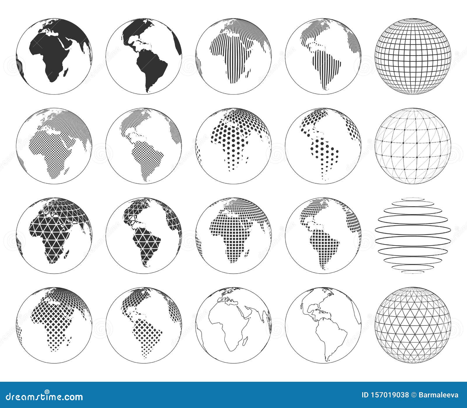 Set of Various Three-dimensional Abstract Earth Models. Collection of ...