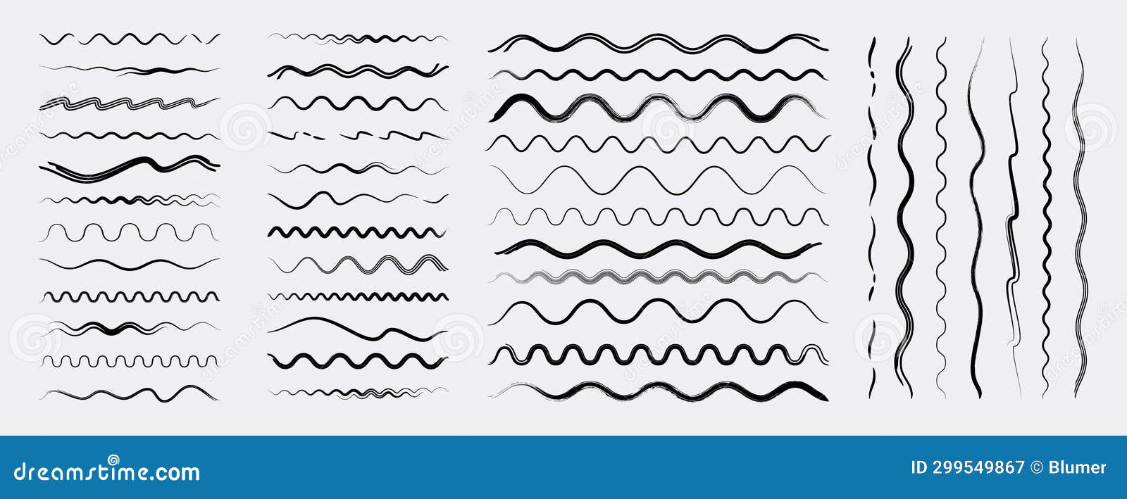 Set of Various Vector Wavy Line Dividers Stock Vector - Illustration of ...