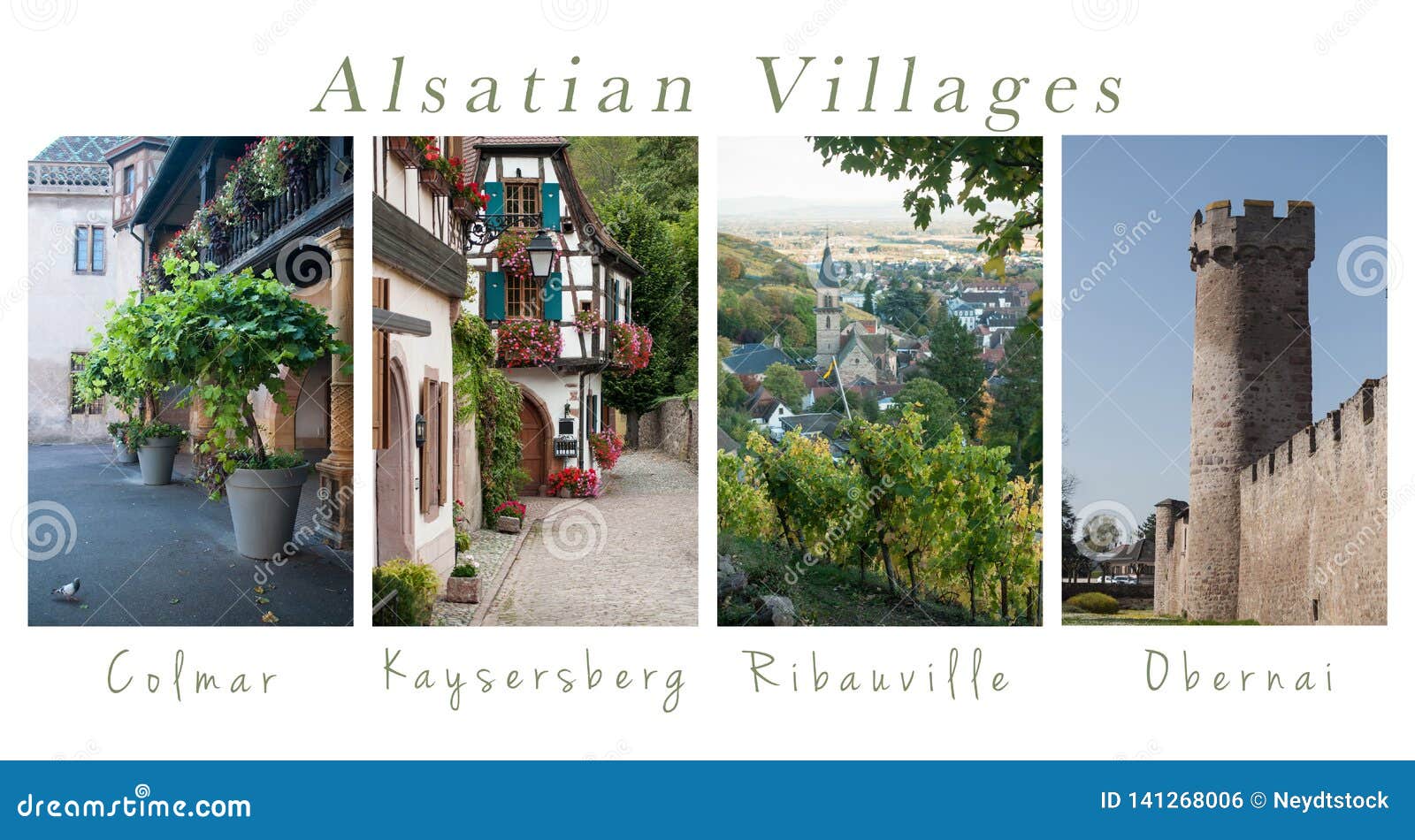 Various Views of Alsatian Villages - Collage with Text Stock Photo ...