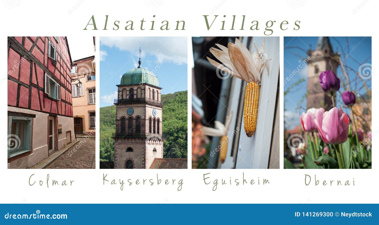 Various Views of Alsatian Villages - Collage with Text Stock Photo ...