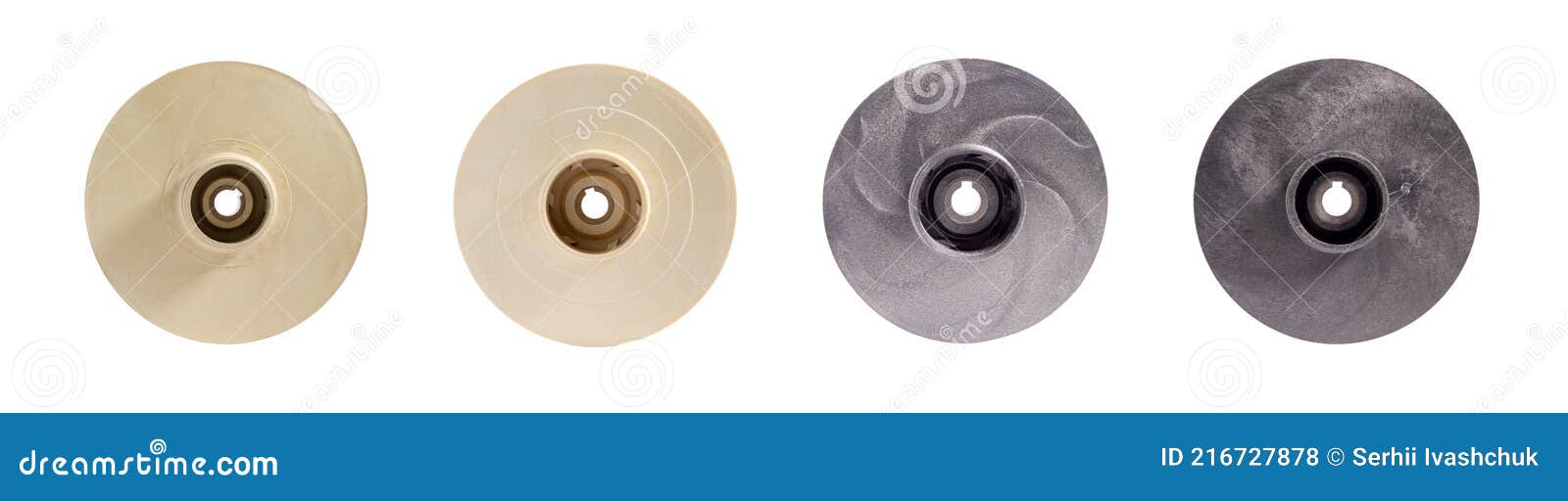 Set Of Two Impellers Of A Car Water Pump In Brown Color, Isolated On A ...