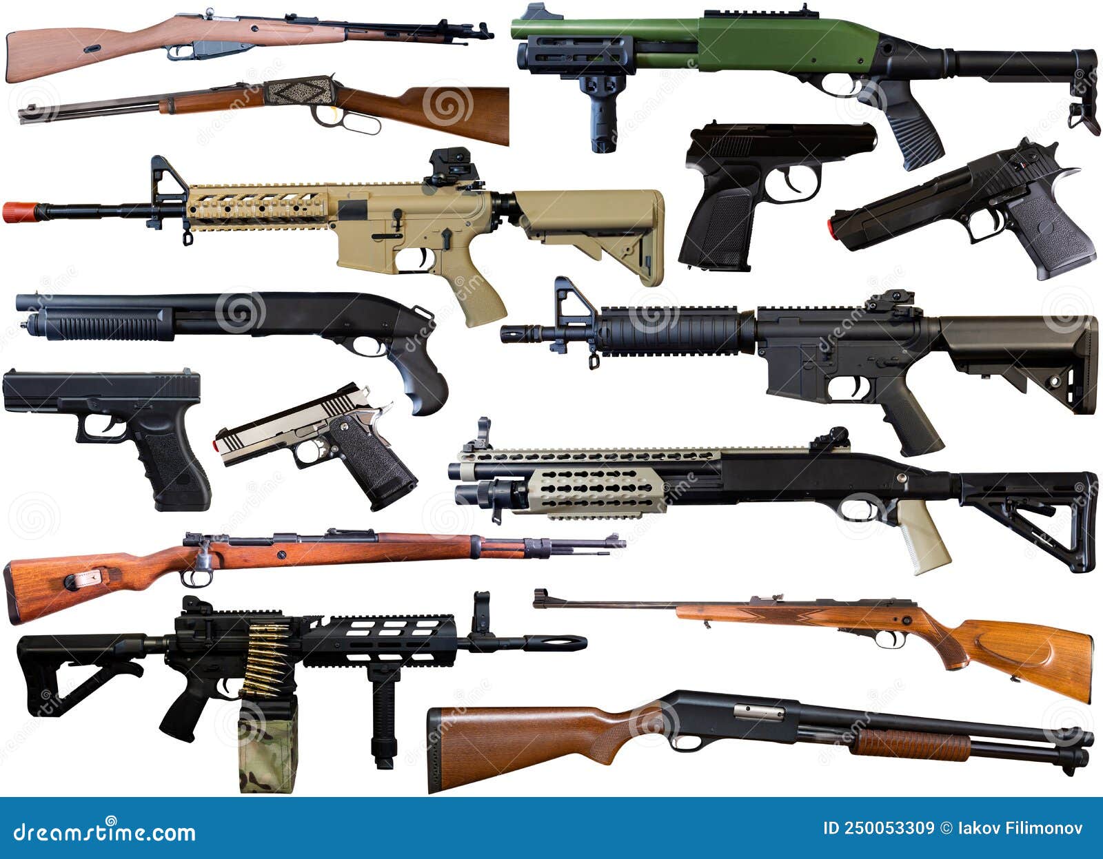Set of Various Weapons on White Background Stock Image - Image of ...