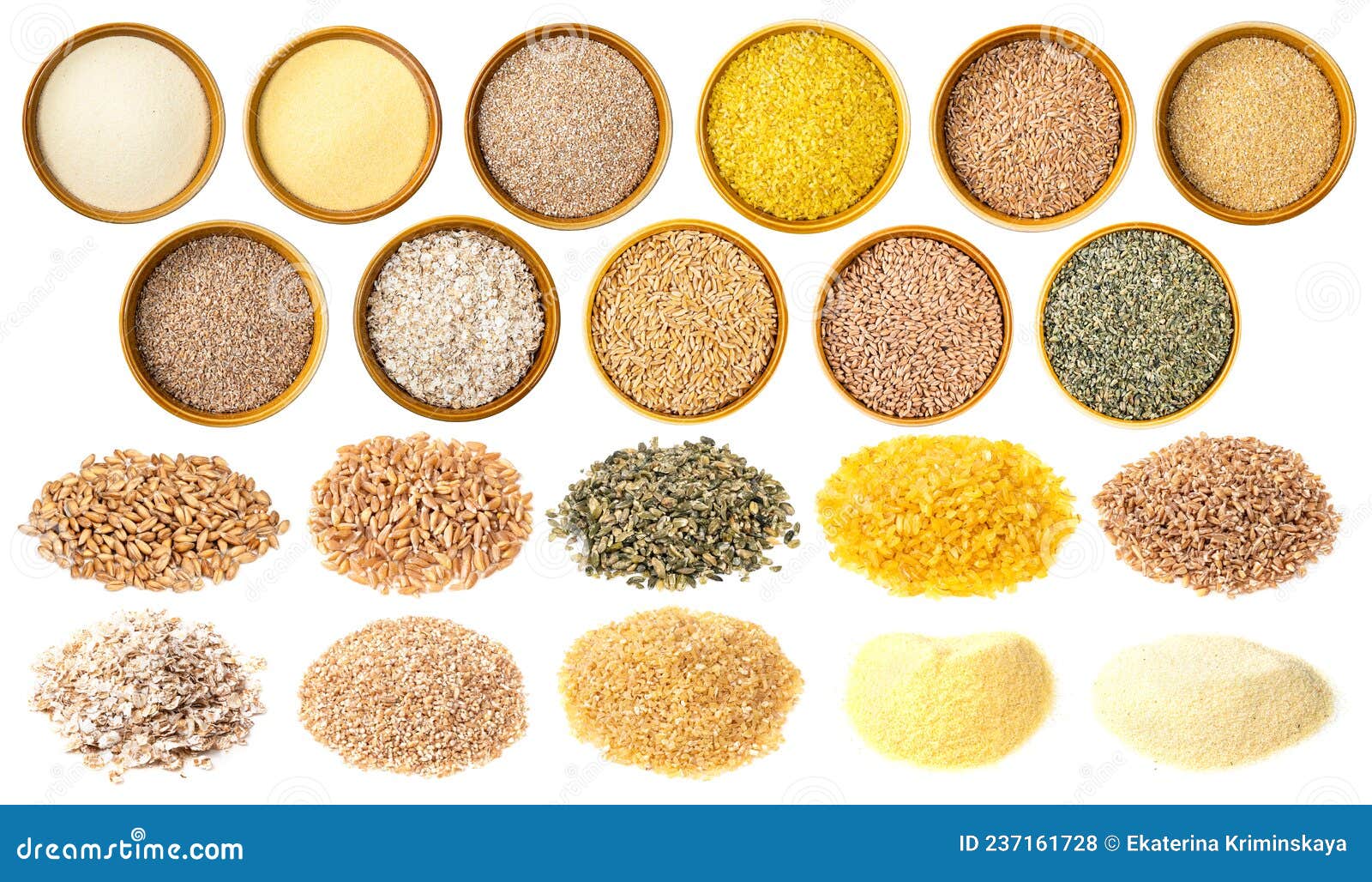 Set of Various Wheat Grains Cutout on White Stock Photo - Image of ...