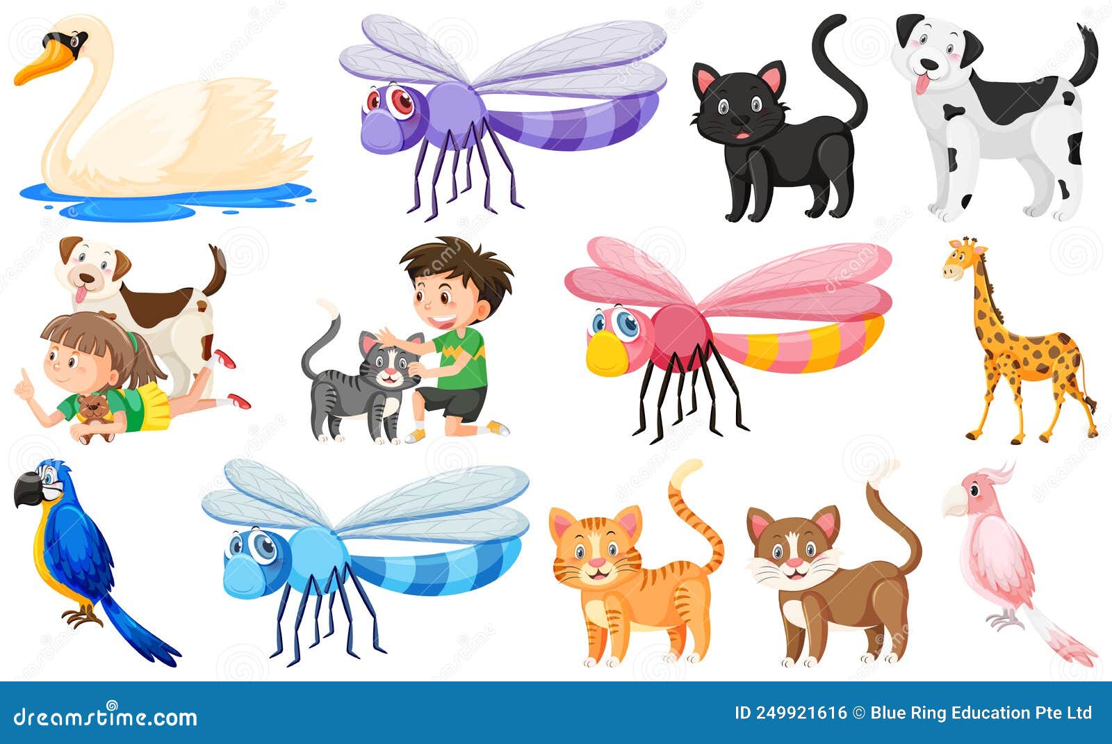 Set of Various Wild Animals in Cartoon Style Stock Vector ...