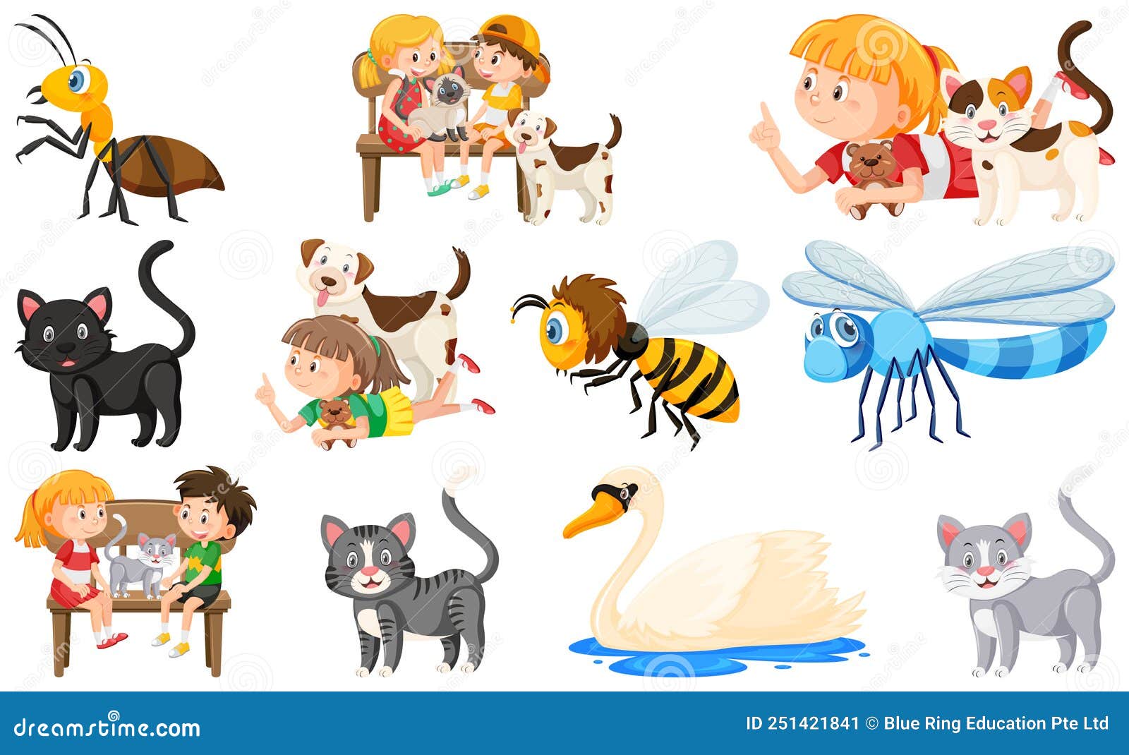 Set of Various Wild Animals in Cartoon Style Stock Vector ...