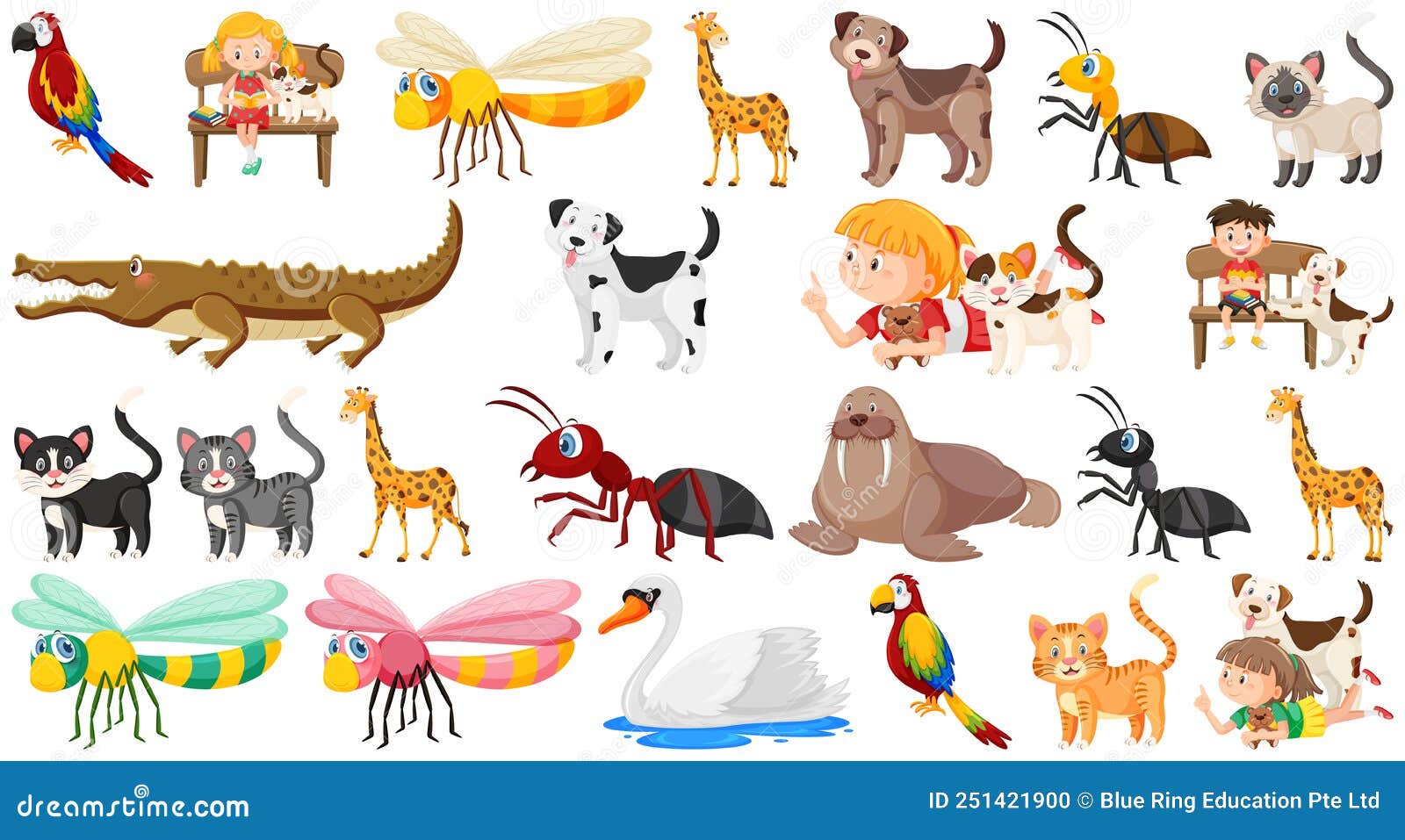 Set of Various Wild Animals in Cartoon Style Stock Vector ...
