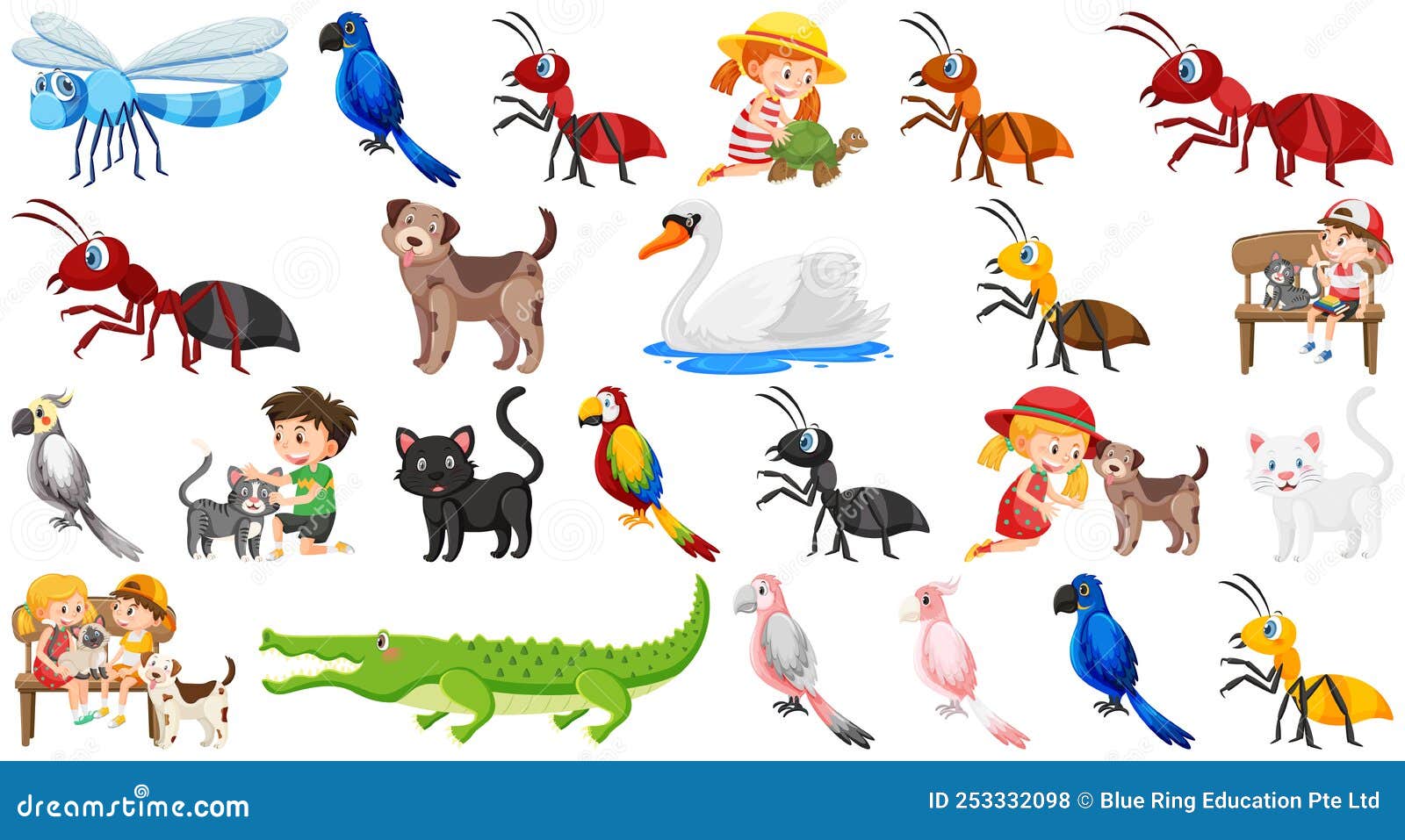 Set of Various Wild Animals in Cartoon Style Stock Vector ...