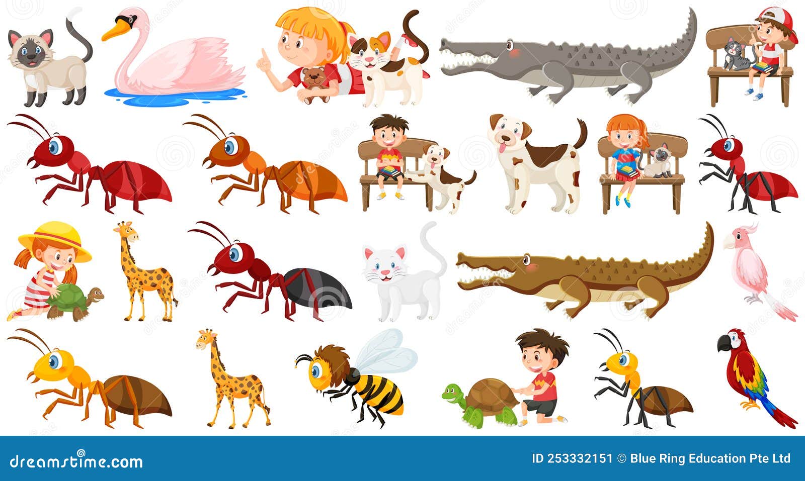 Set of Various Wild Animals in Cartoon Style Stock Vector ...