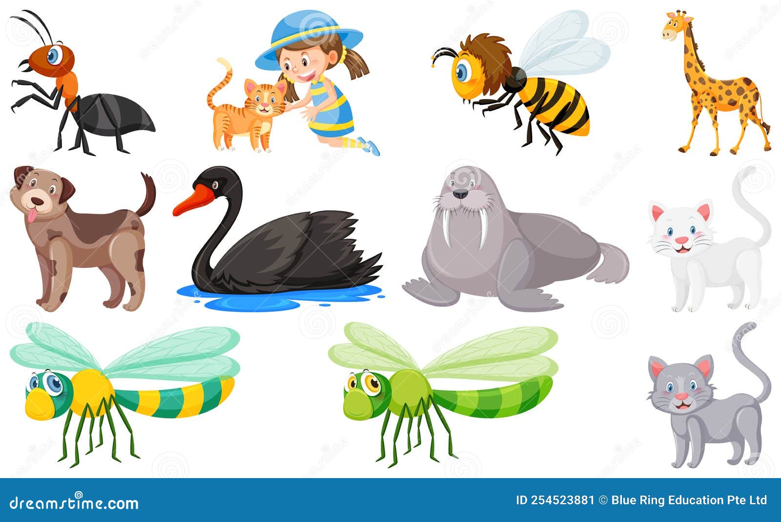 Set of Various Wild Animals in Cartoon Style Stock Vector ...