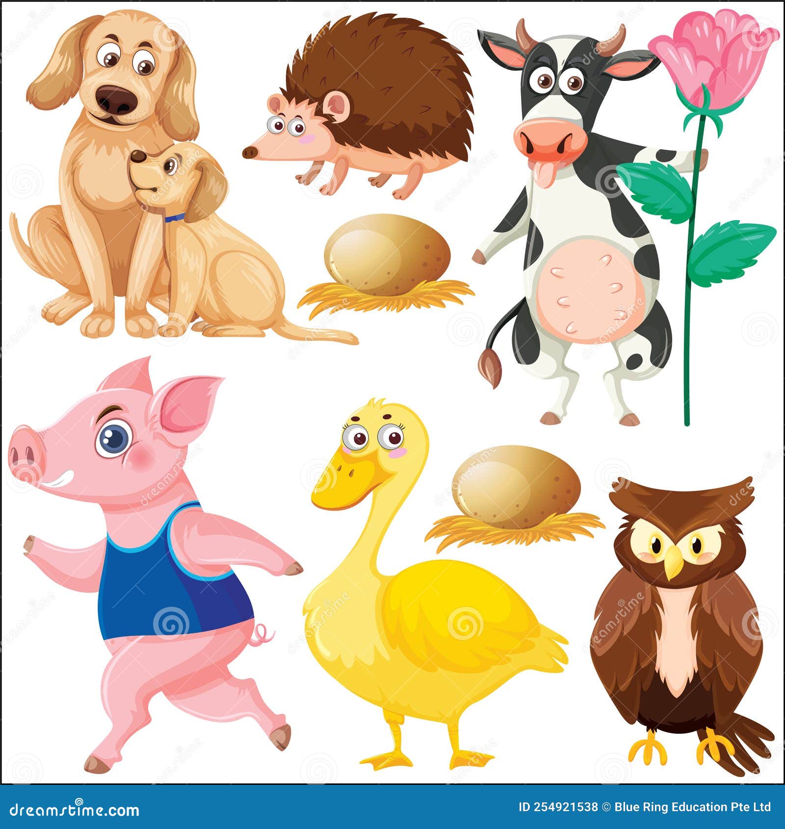 Set of Various Wild Animals in Cartoon Style Stock Vector ...