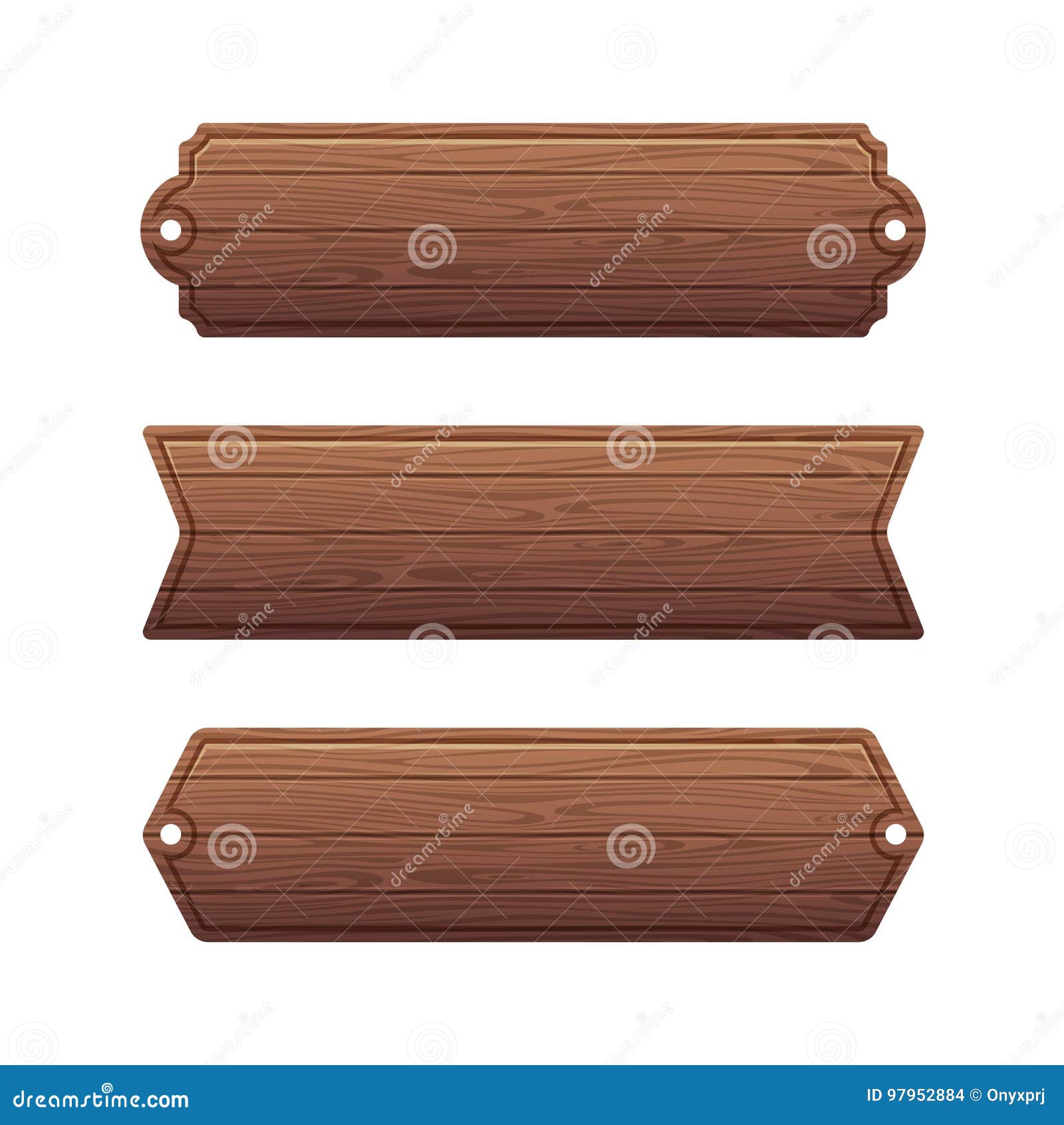 Set of Various Wooden Banners Stock Vector - Illustration of retro ...