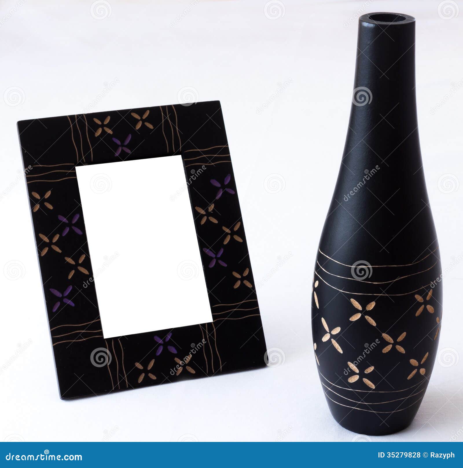 Set of Vase and Photo Frame Stock Photo - Image of colours, design ...