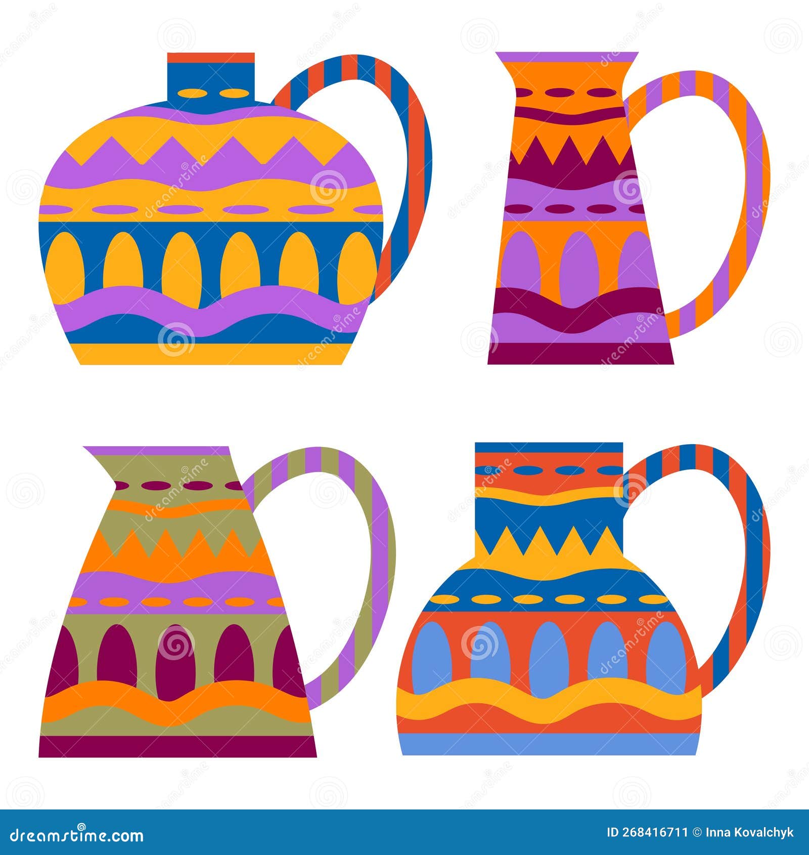 A Set of Vases with Patterns and Different Shapes. Suitable for ...