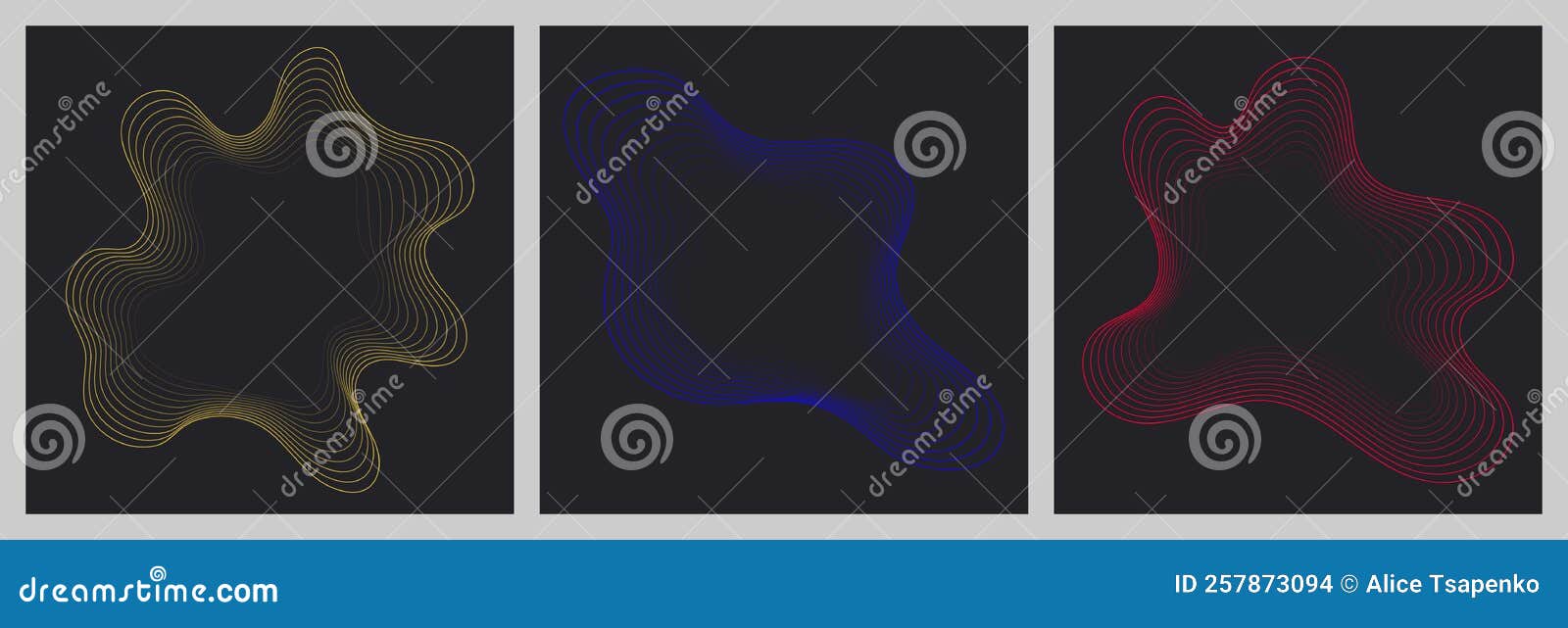 Set Vector Abstract Background with Colored Dynamic Linear Waves. Fluid ...