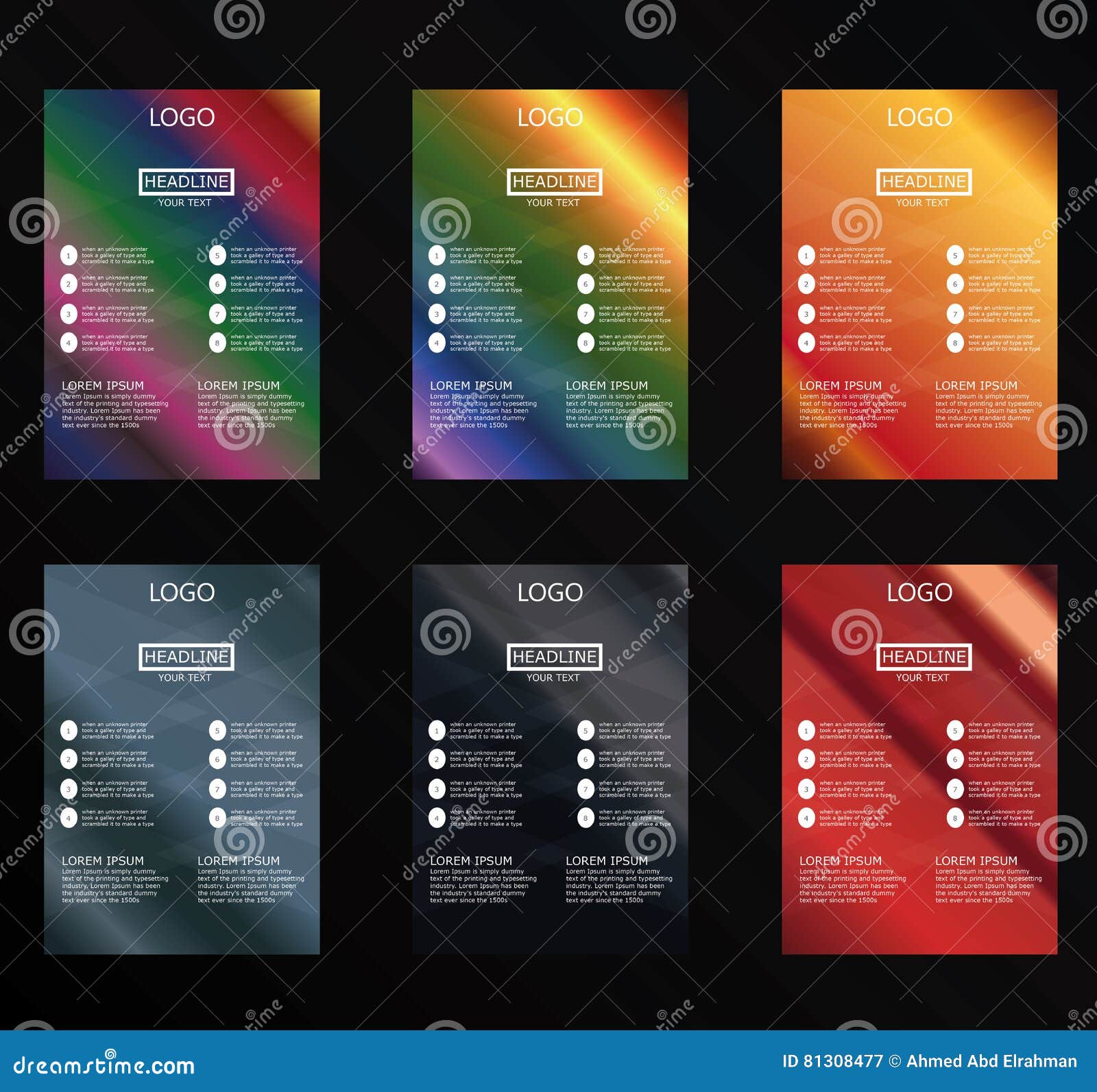 Set of Vector Abstract Colorful Flyer Stock Vector - Illustration of ...