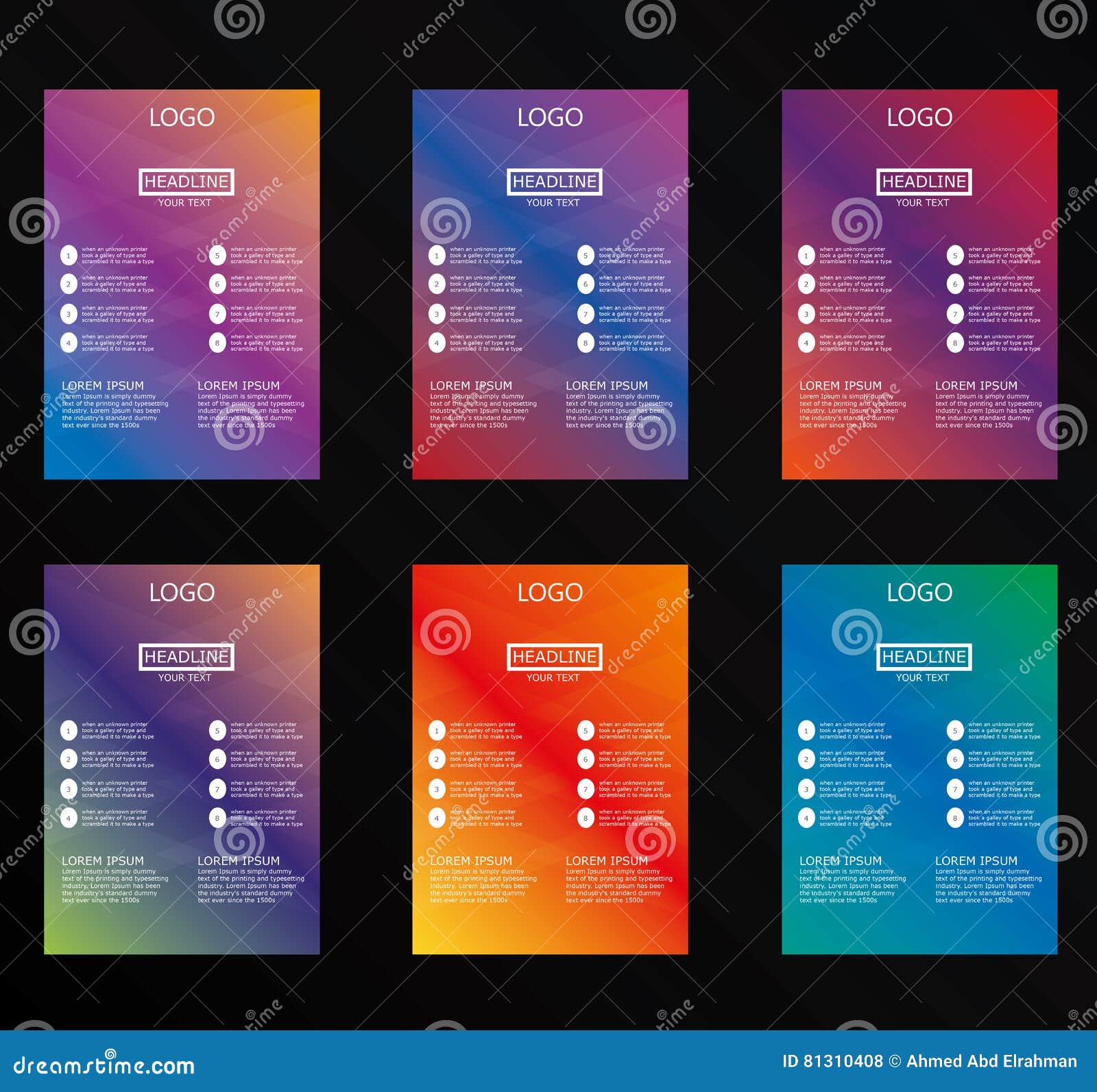 Set of Vector Abstract Colorful Flyer Stock Vector - Illustration of ...