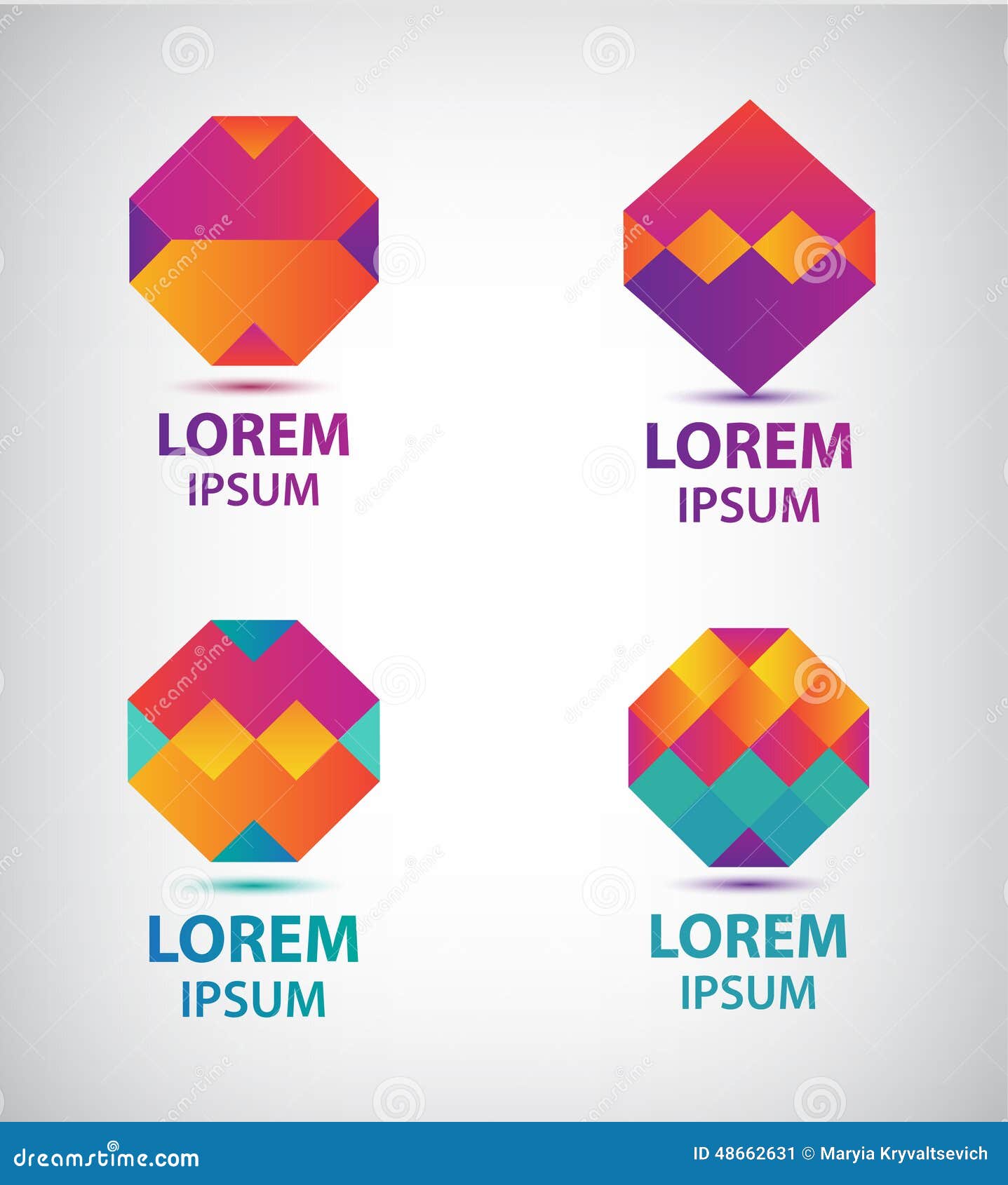 Set of Vector Abstract Colorful Geometric Logos Stock Vector ...