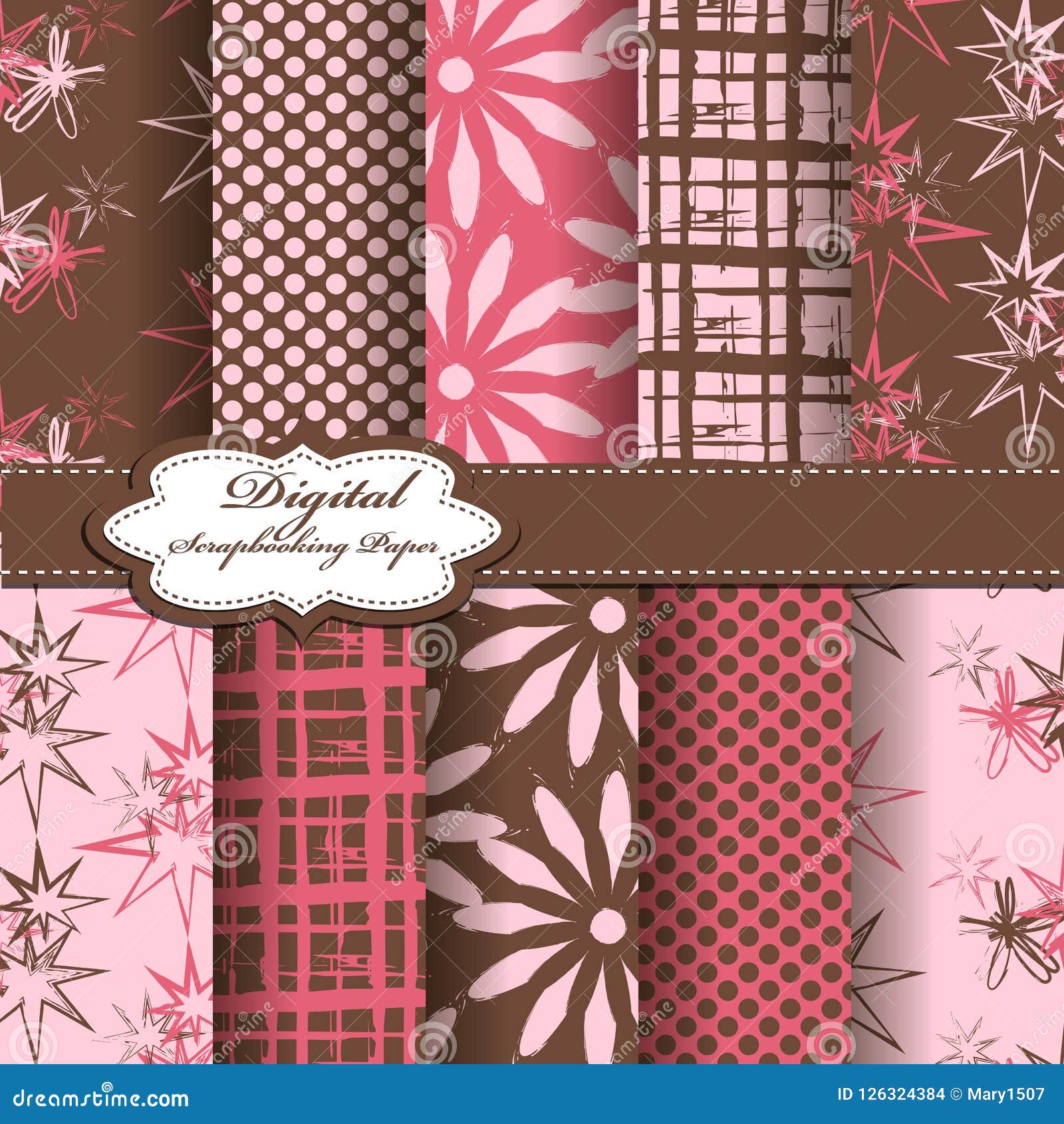 Set of Vector Abstract Flower Pattern Paper for Scrapbook. Stock Vector ...