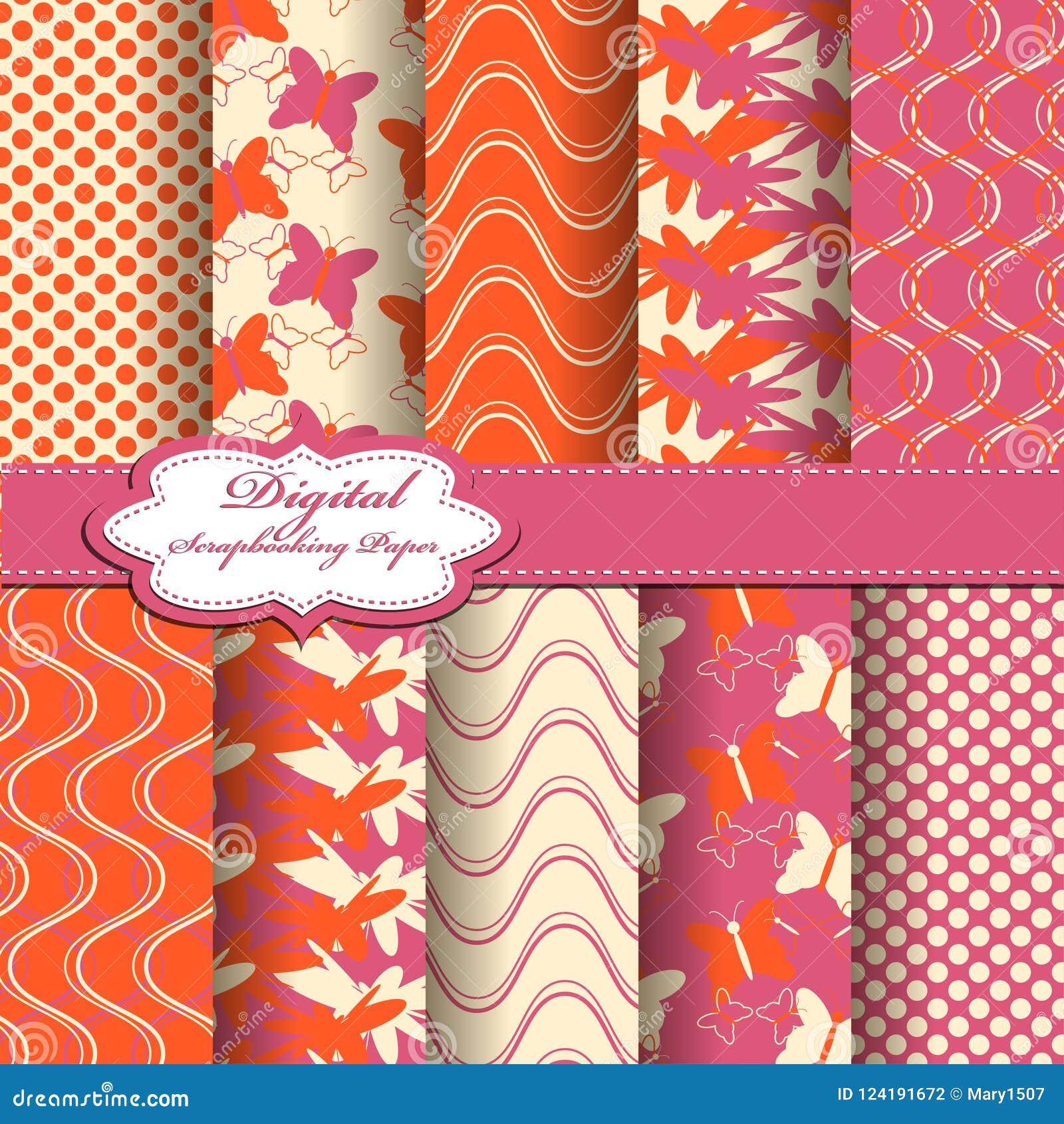 Set of Vector Abstract Flower Pattern Paper for Scrapbook. Stock Vector ...