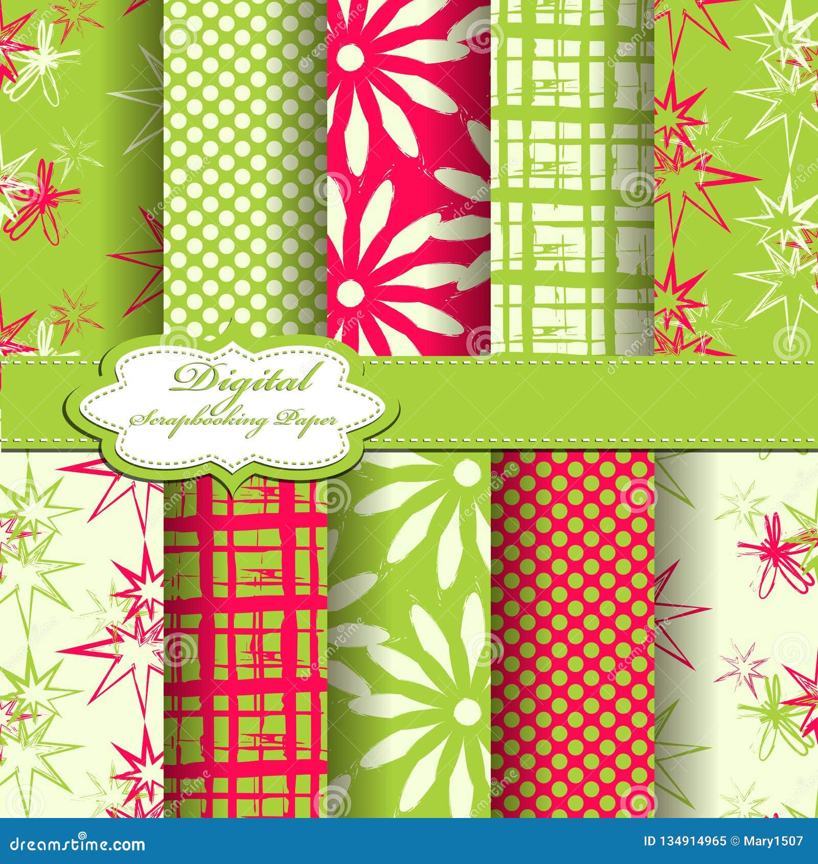 Set of Vector Abstract Flower Pattern Paper for Scrapbook. Stock Vector ...