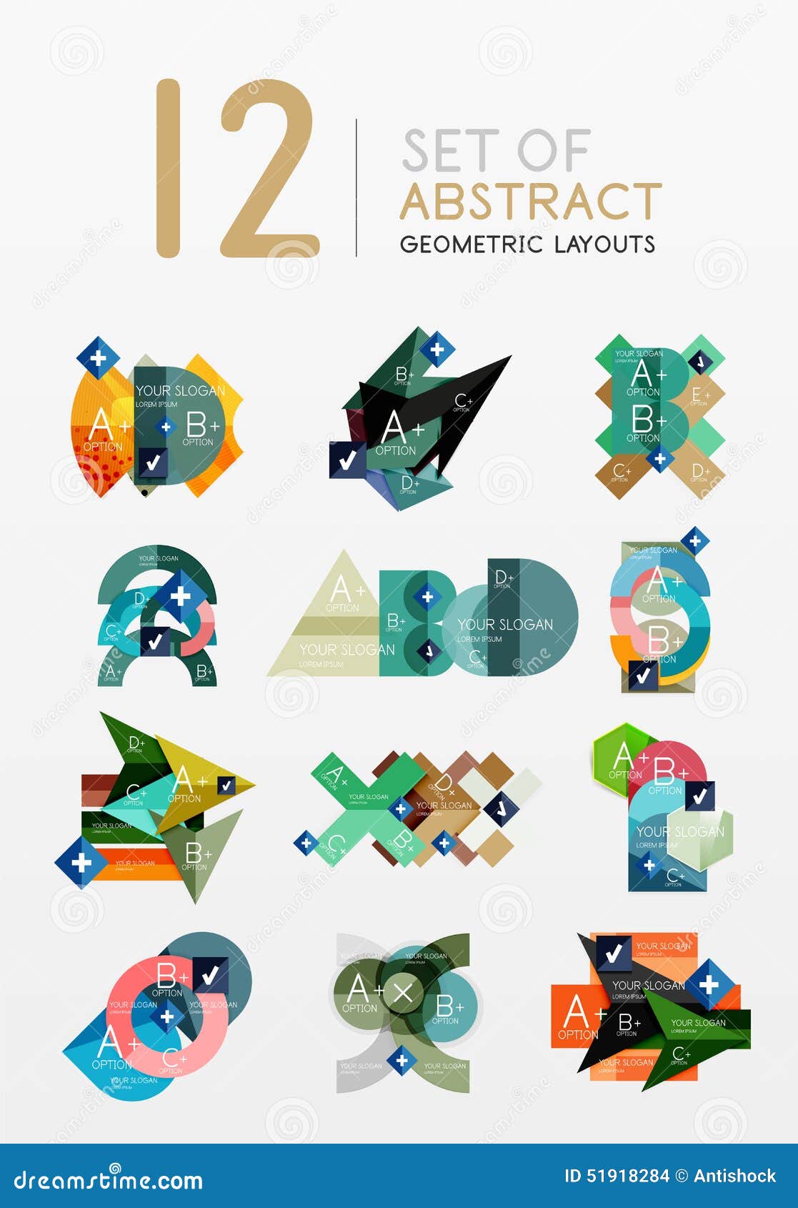 Set of Vector Abstract Geometric Layout Stock Vector - Illustration of ...