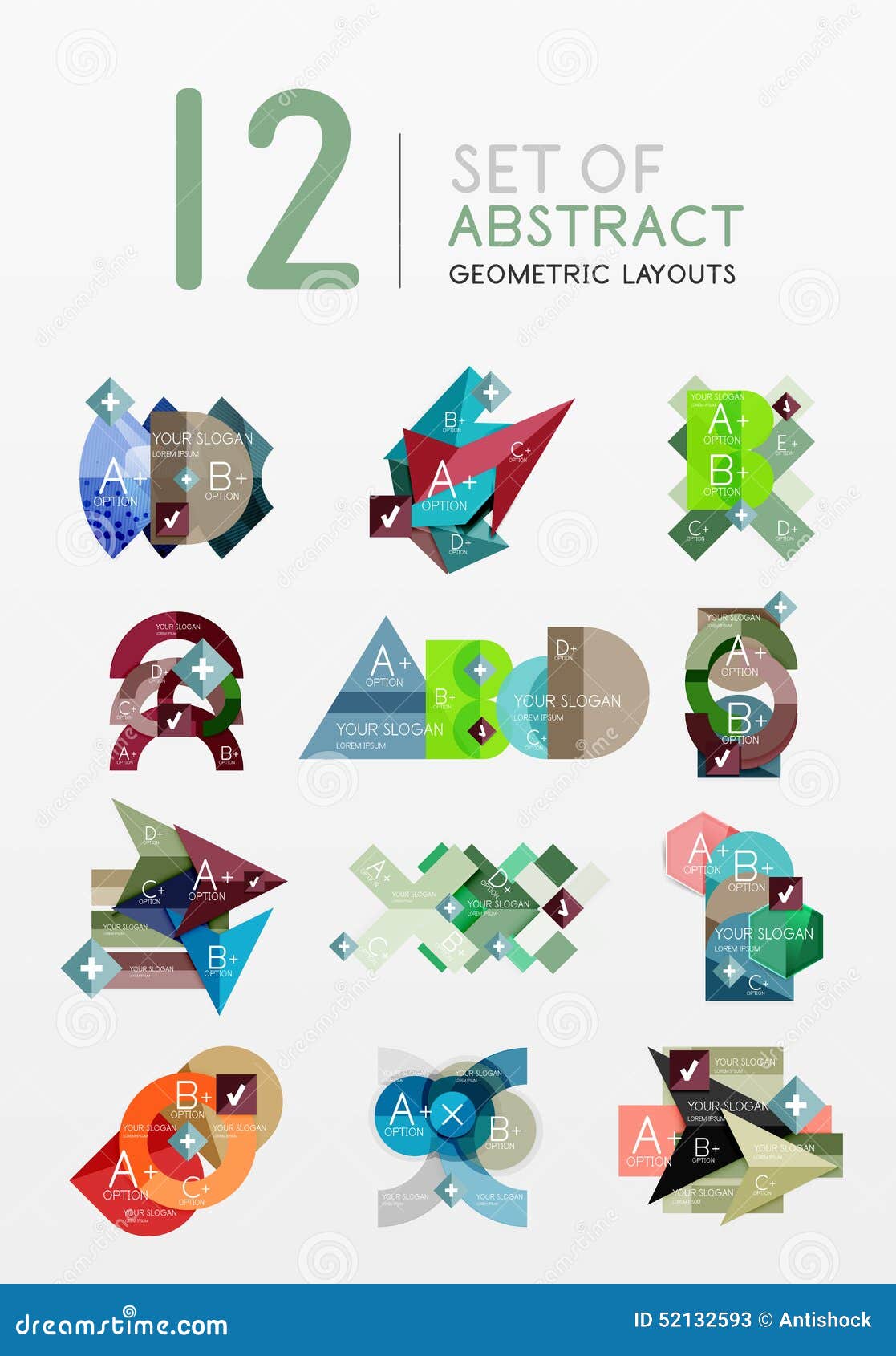 Set of Vector Abstract Geometric Layout Stock Vector - Illustration of ...