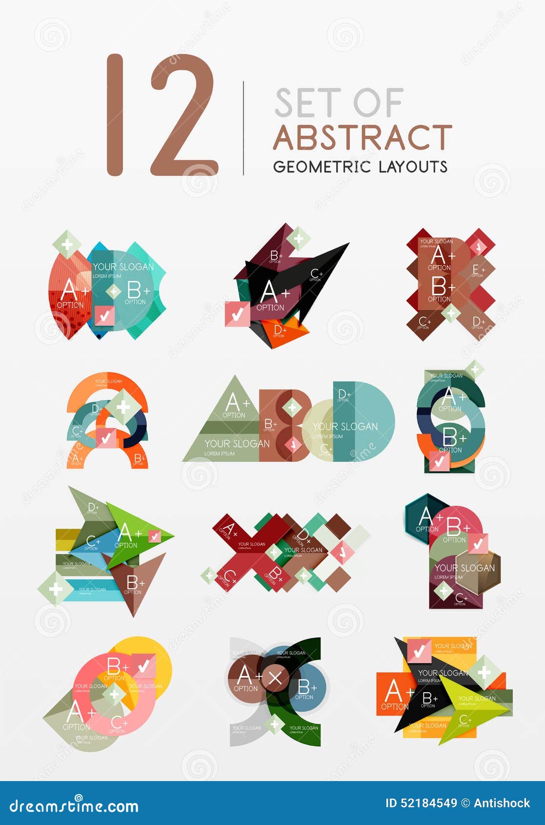Set of Vector Abstract Geometric Layout Stock Vector - Illustration of ...