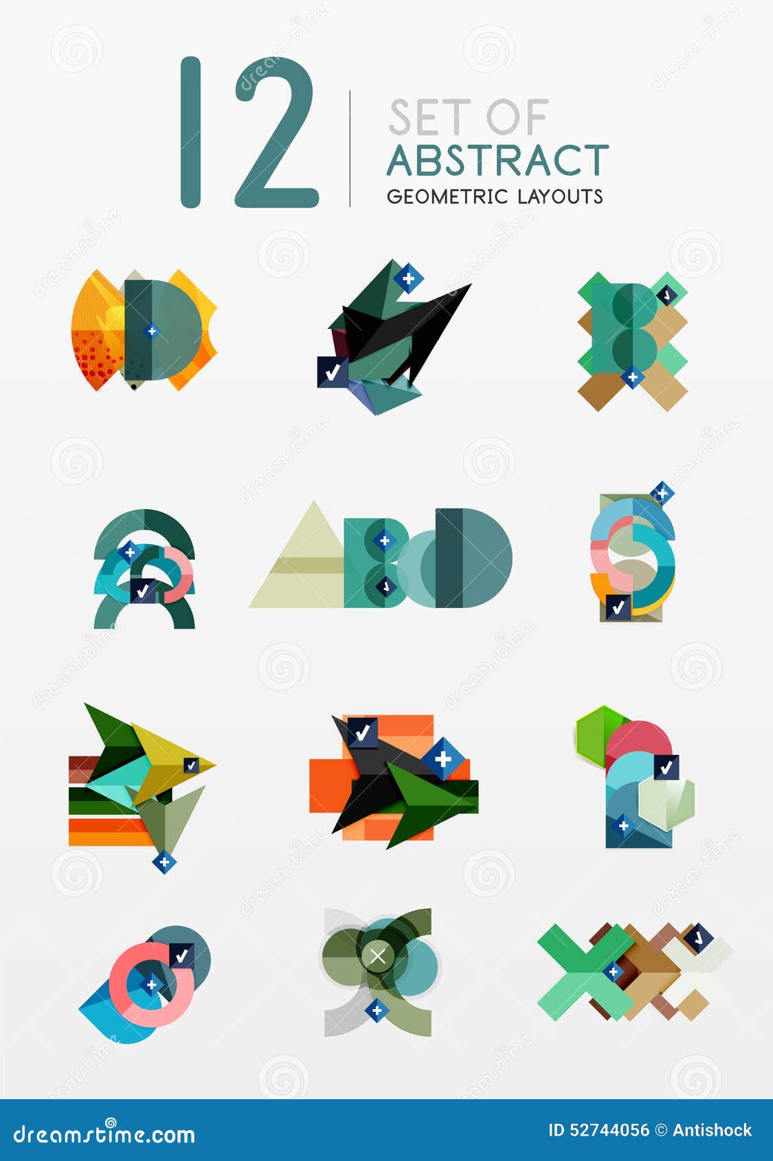 Set of Vector Abstract Geometric Layout Stock Vector - Illustration of ...