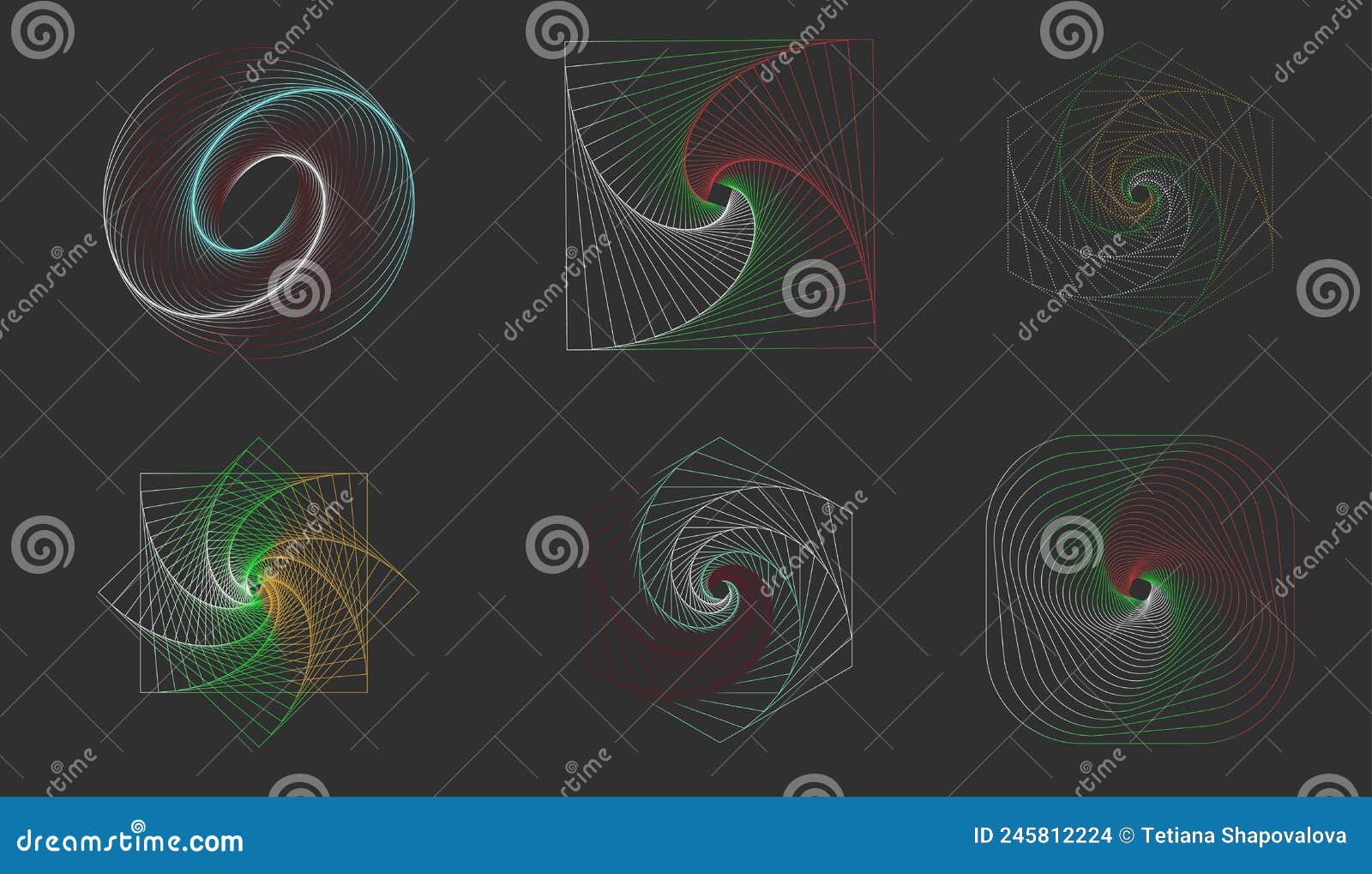 Set of Vector Abstract Geometric Line Shapes Stock Vector ...