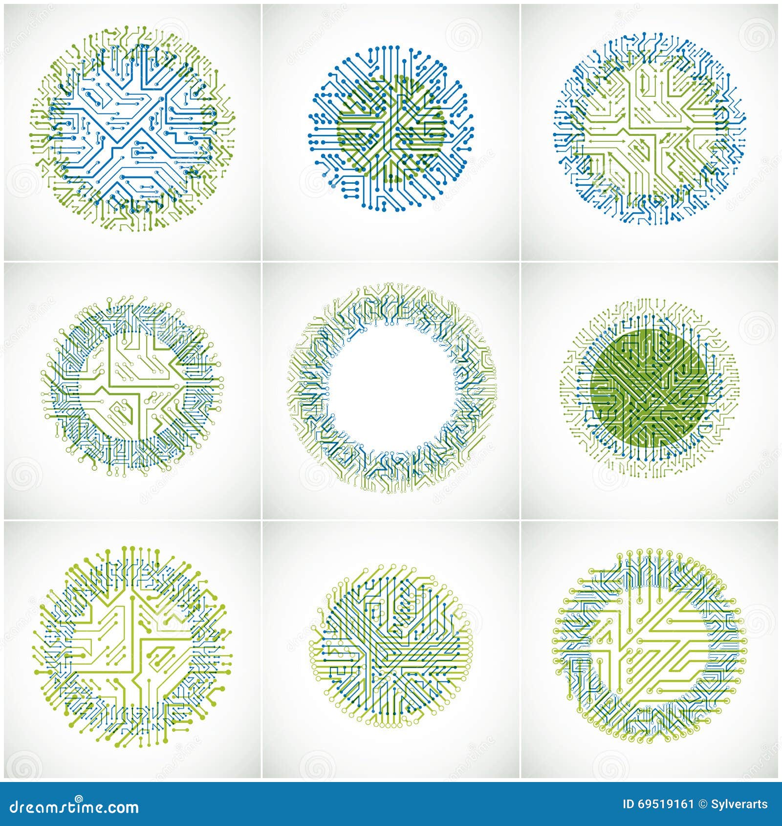 Set of Vector Abstract Technology Elements with Round Colorful C Stock ...