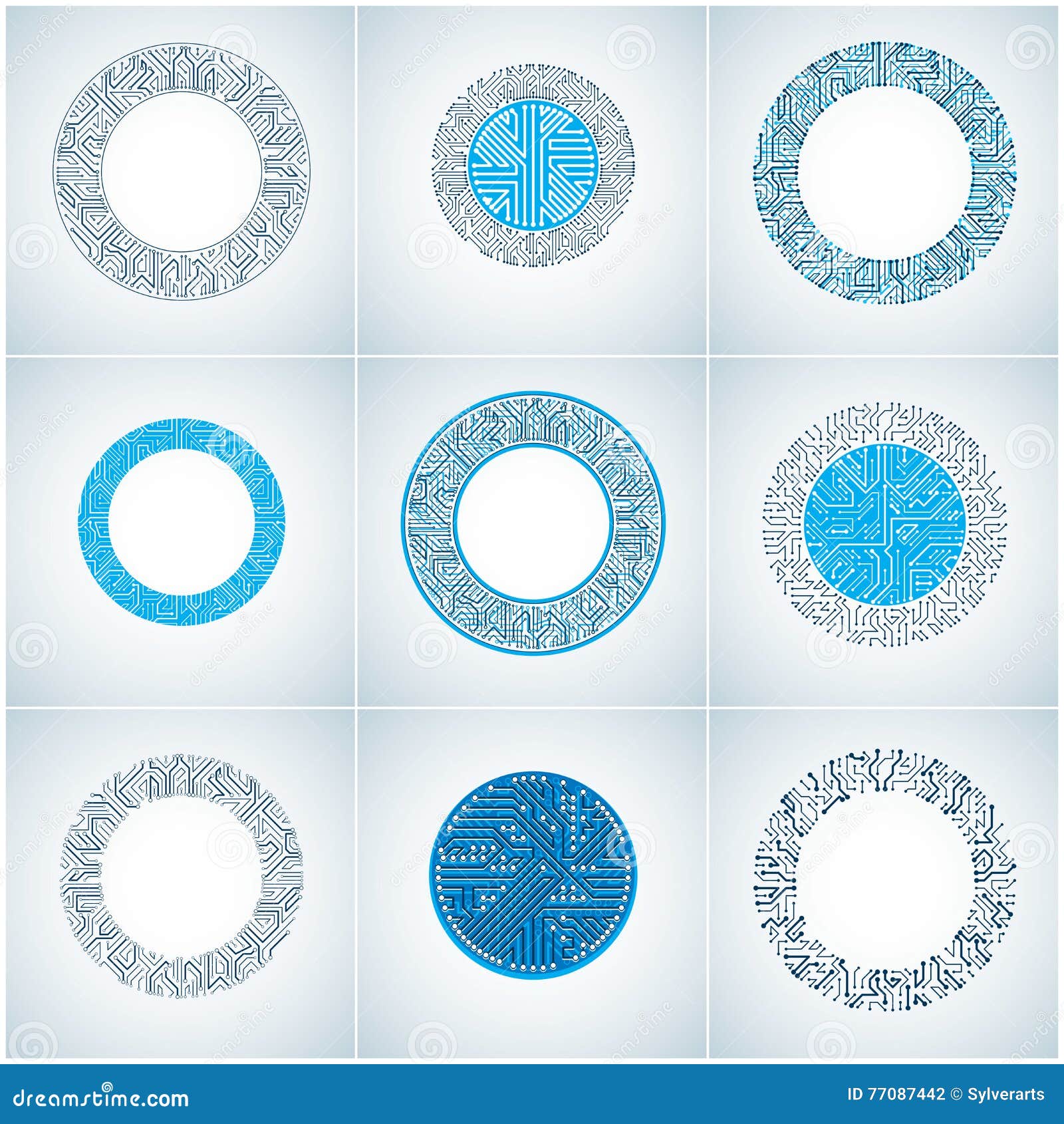 Set of Vector Abstract Technology Elements with Round Colorful C Stock ...