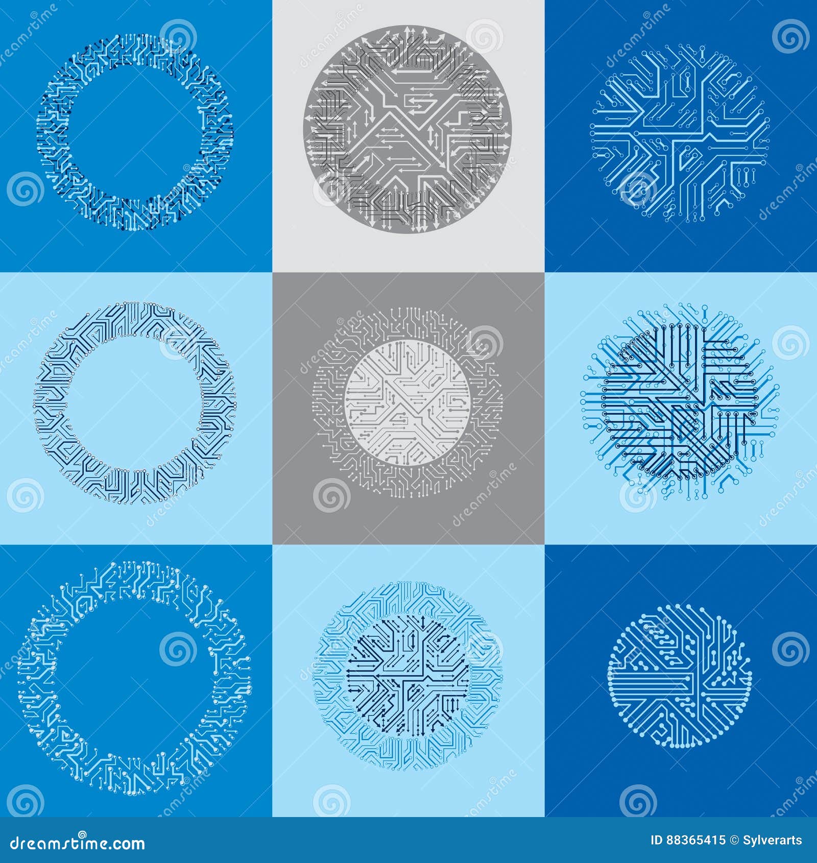 Set of Vector Abstract Technology Elements with Round Colorful C Stock ...