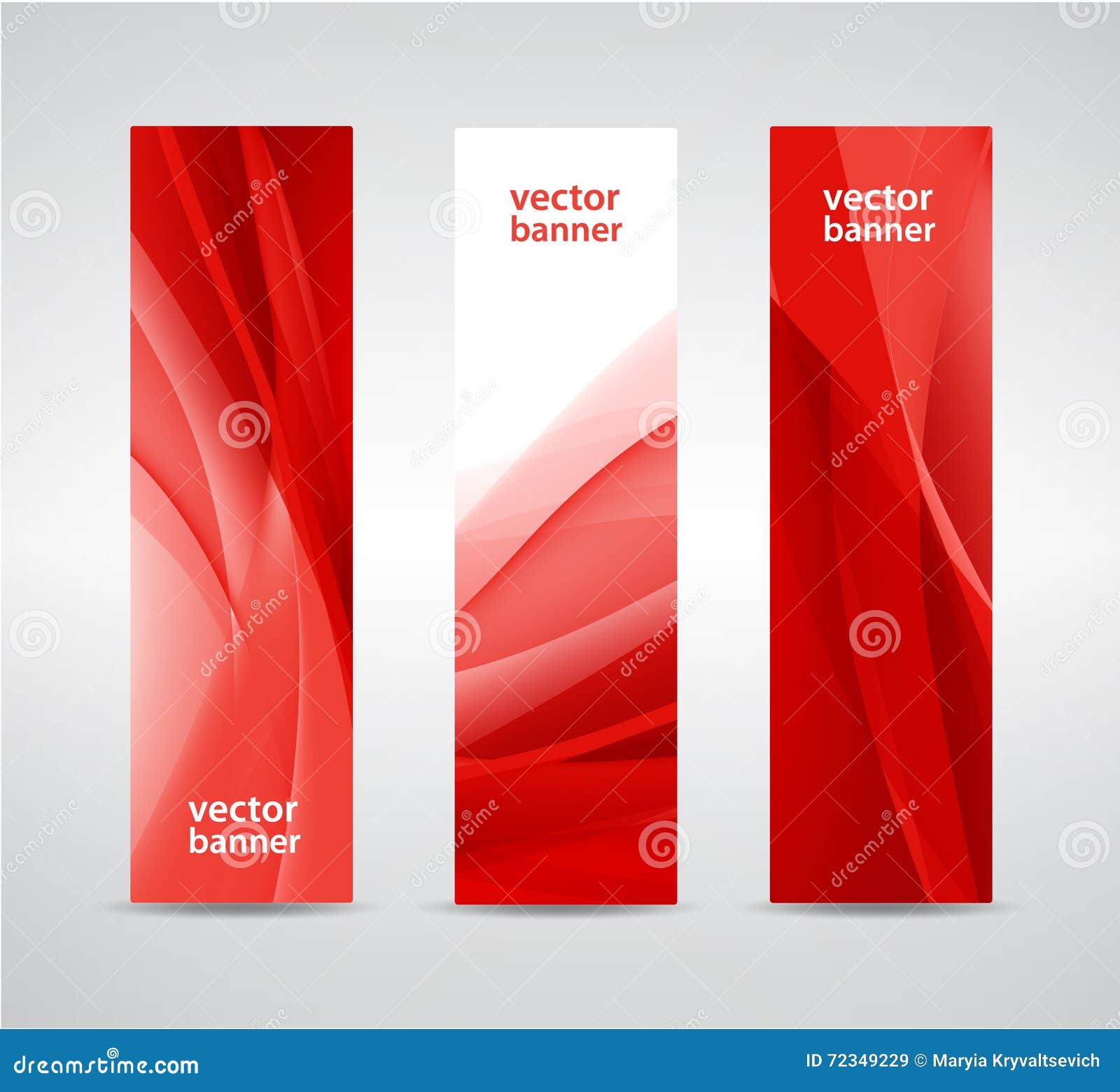 Set of Vector Abstract Wavy Red Banners, Vertical. Stock Vector ...