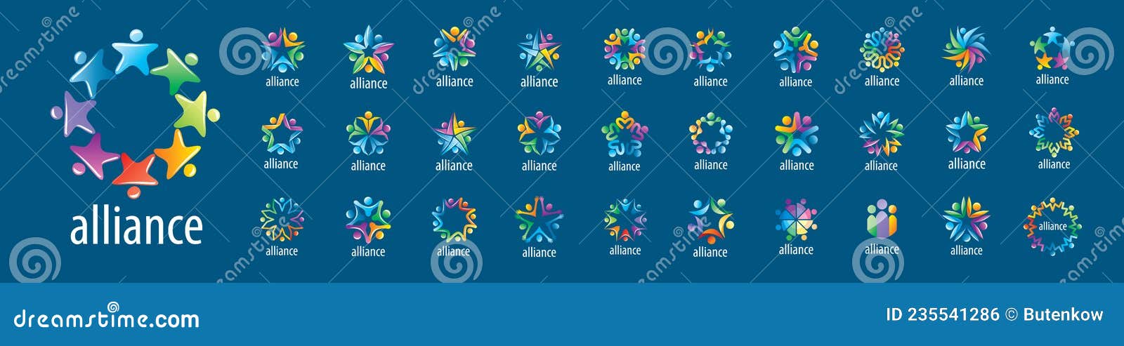 A Set of Vector Alliance Logos on a Blue Background Stock Vector ...