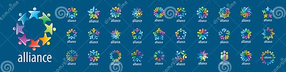 A Set of Vector Alliance Logos on a Blue Background Stock Vector ...