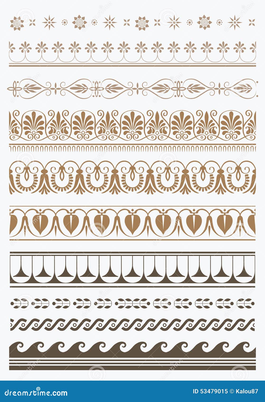 Set of Vector Antique Greek Borders Stock Vector - Illustration of ...