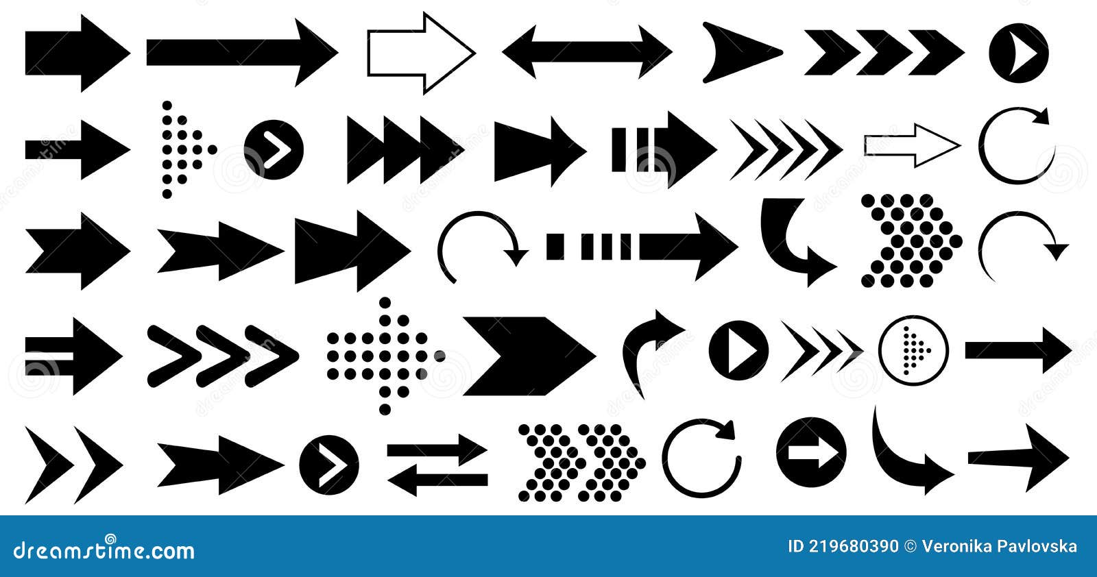 Set of Vector Arrow Icons. 42 Arrows in One Set. Vector Illustration ...